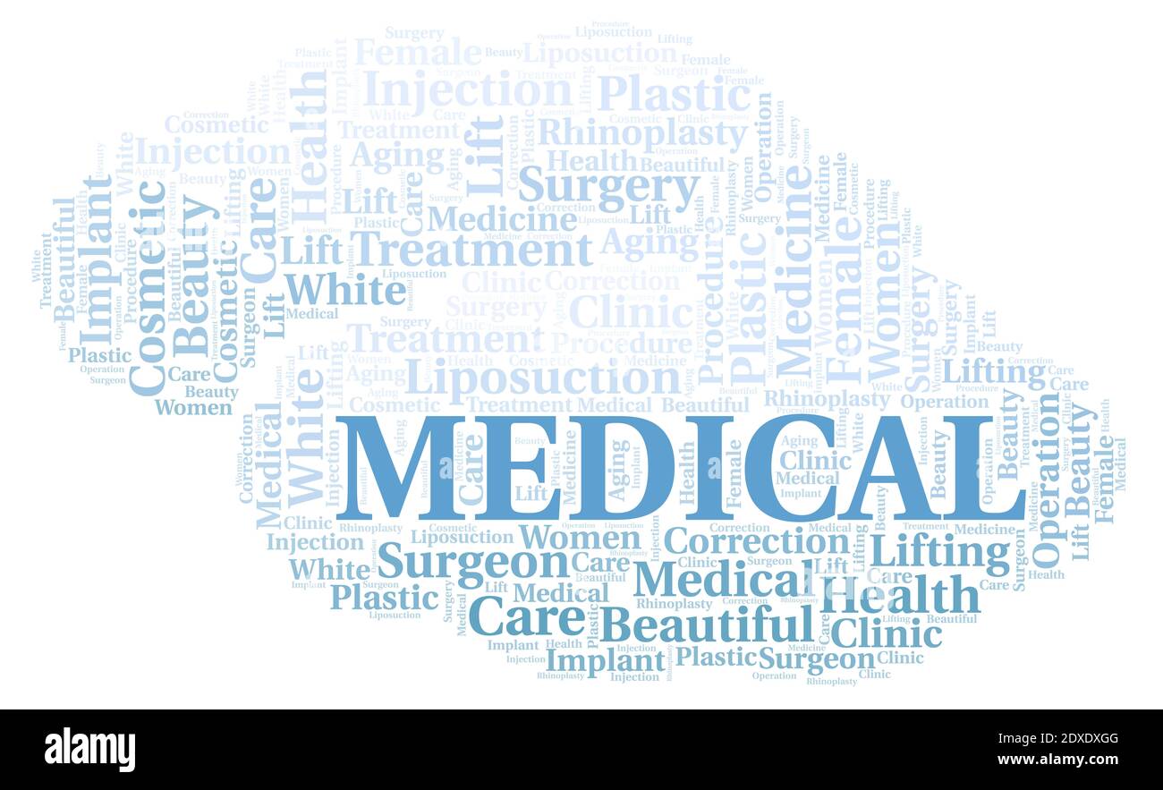 Medical typography word cloud create with text only Stock Photo - Alamy