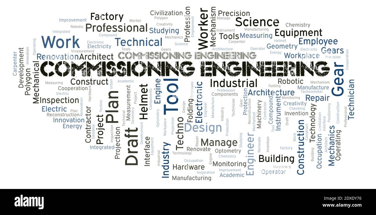Commissioning Engineering typography word cloud create with text only ...