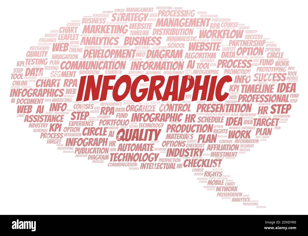Infographic typography word cloud create with text only Stock Photo - Alamy