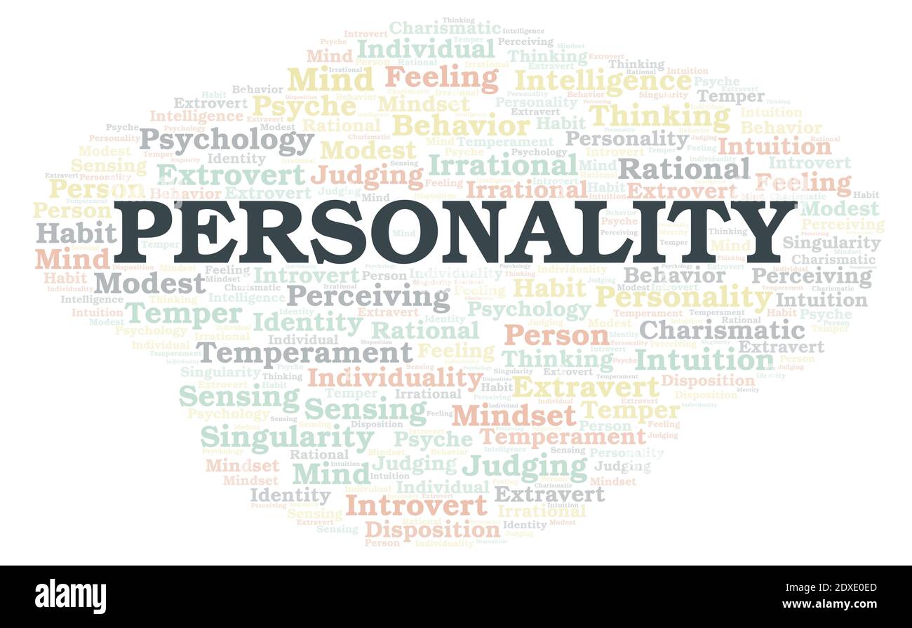 Personality typography word cloud create with text only Stock Photo - Alamy