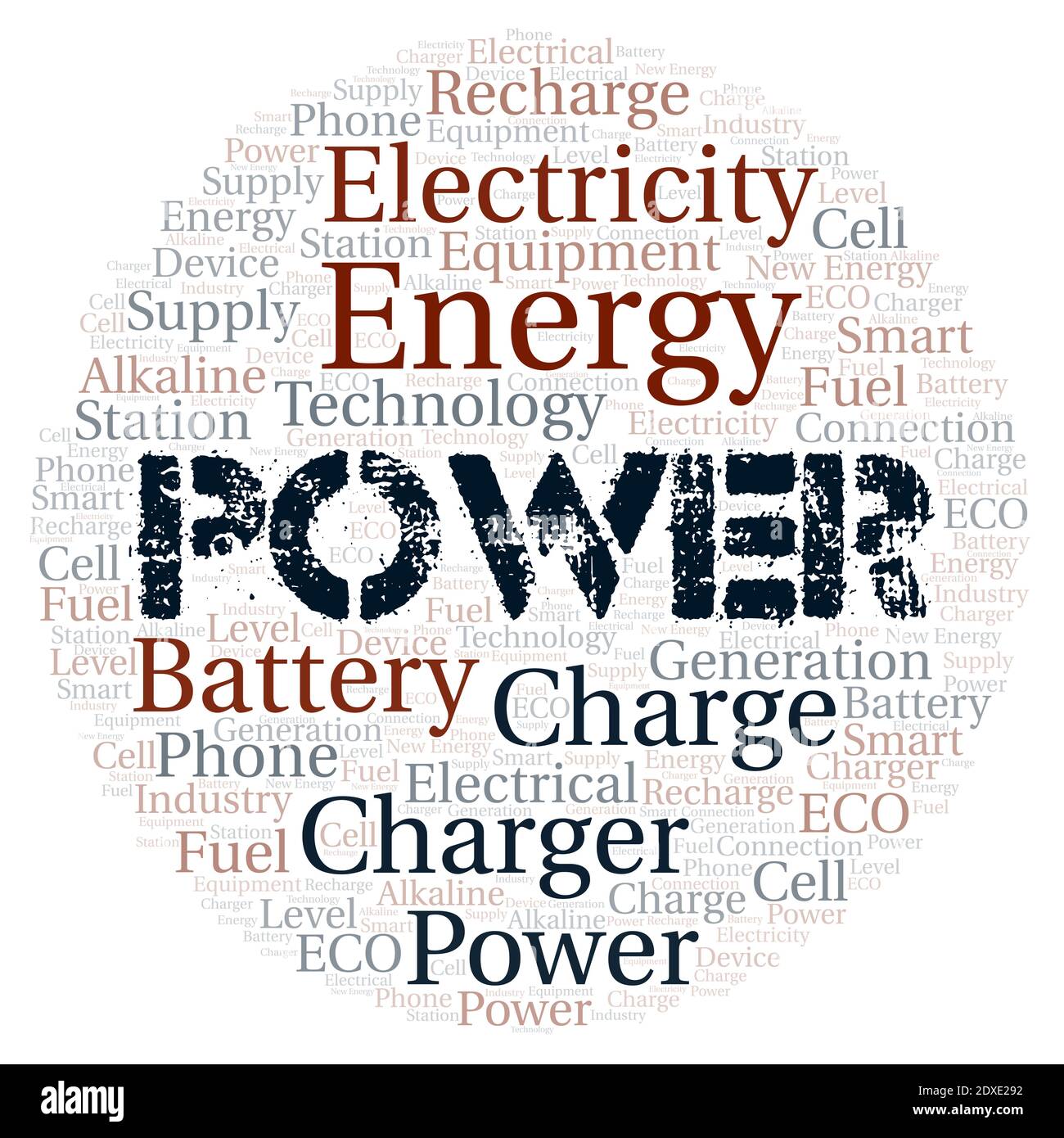 Power typography word cloud create with text only Stock Photo - Alamy