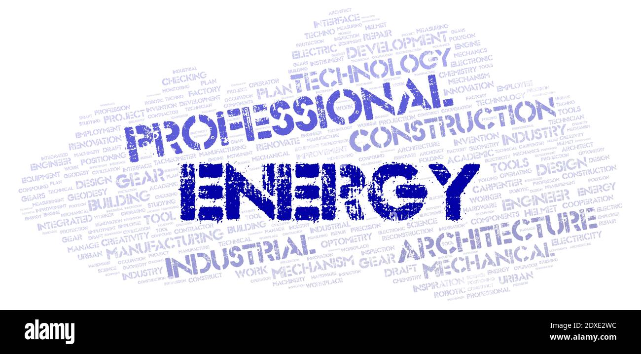 Energy typography word cloud create with text only Stock Photo - Alamy