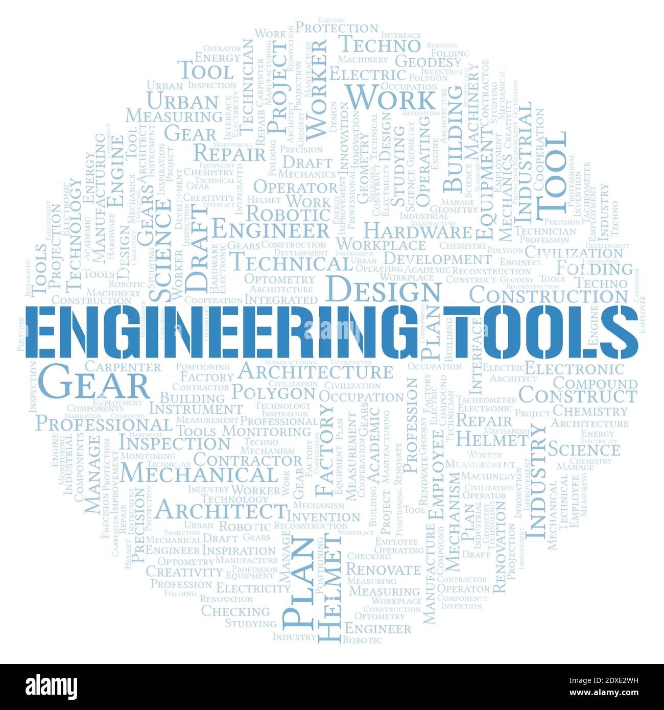 Engineering Tools typography word cloud create with text only Stock ...