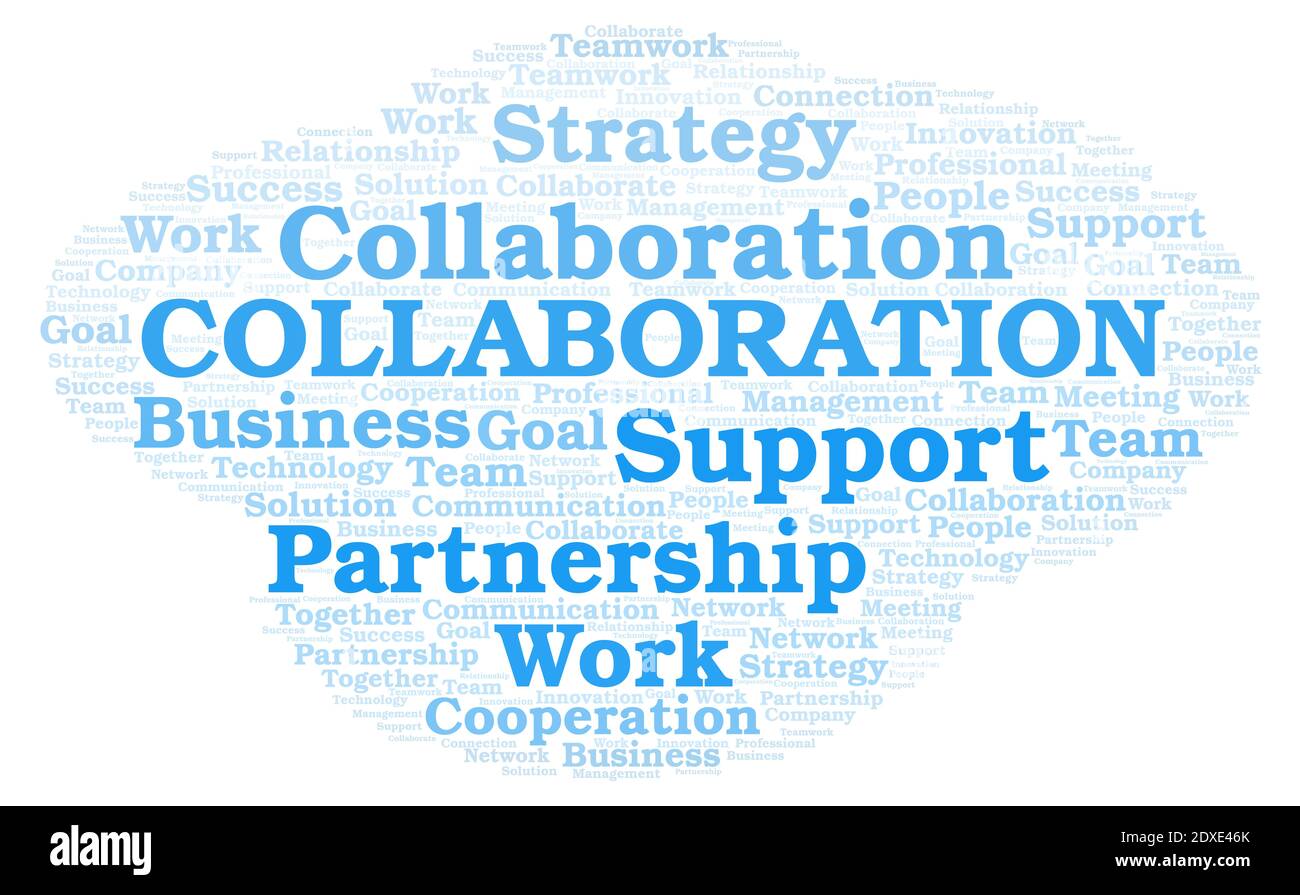 Collaboration typography word cloud create with text only Stock Photo ...