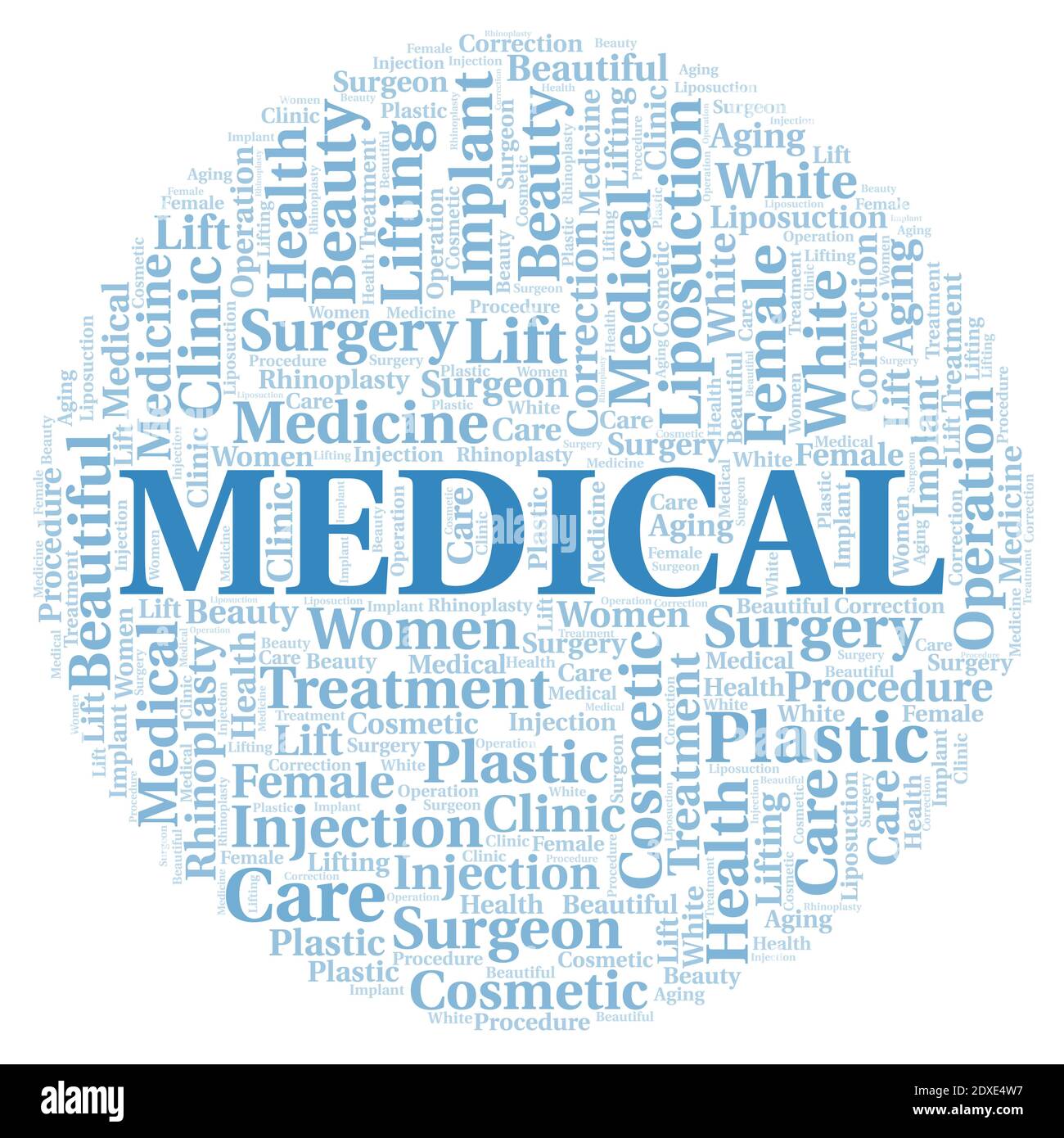 Medical typography word cloud create with text only Stock Photo - Alamy