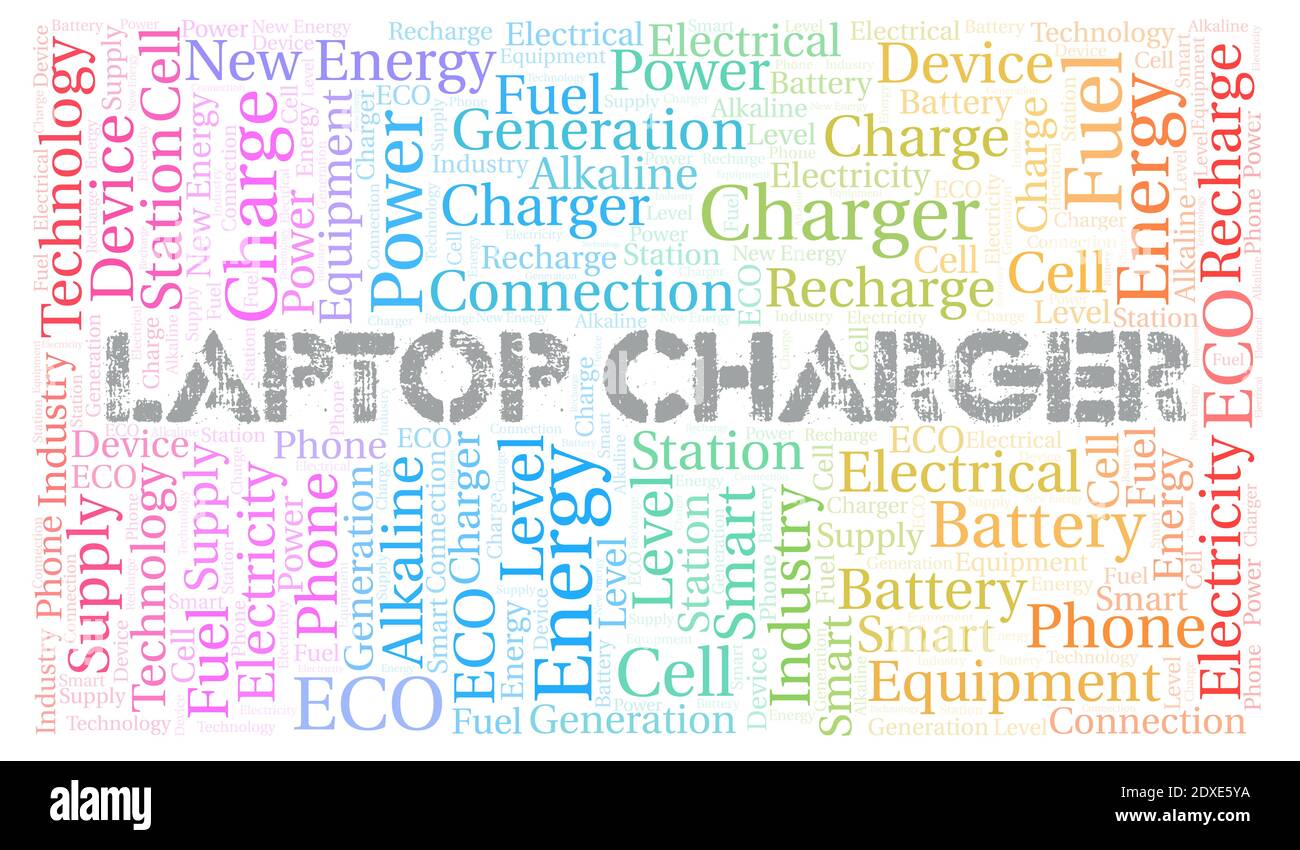 Laptop Charger typography word cloud create with text only Stock Photo ...