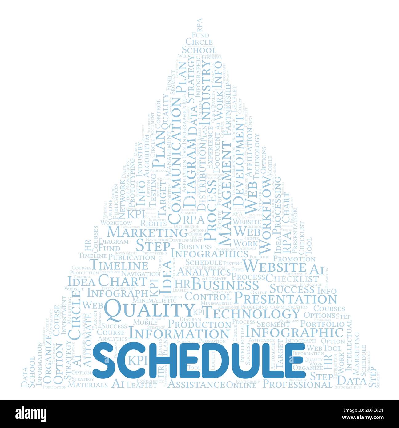 Schedule typography word cloud create with text only Stock Photo - Alamy