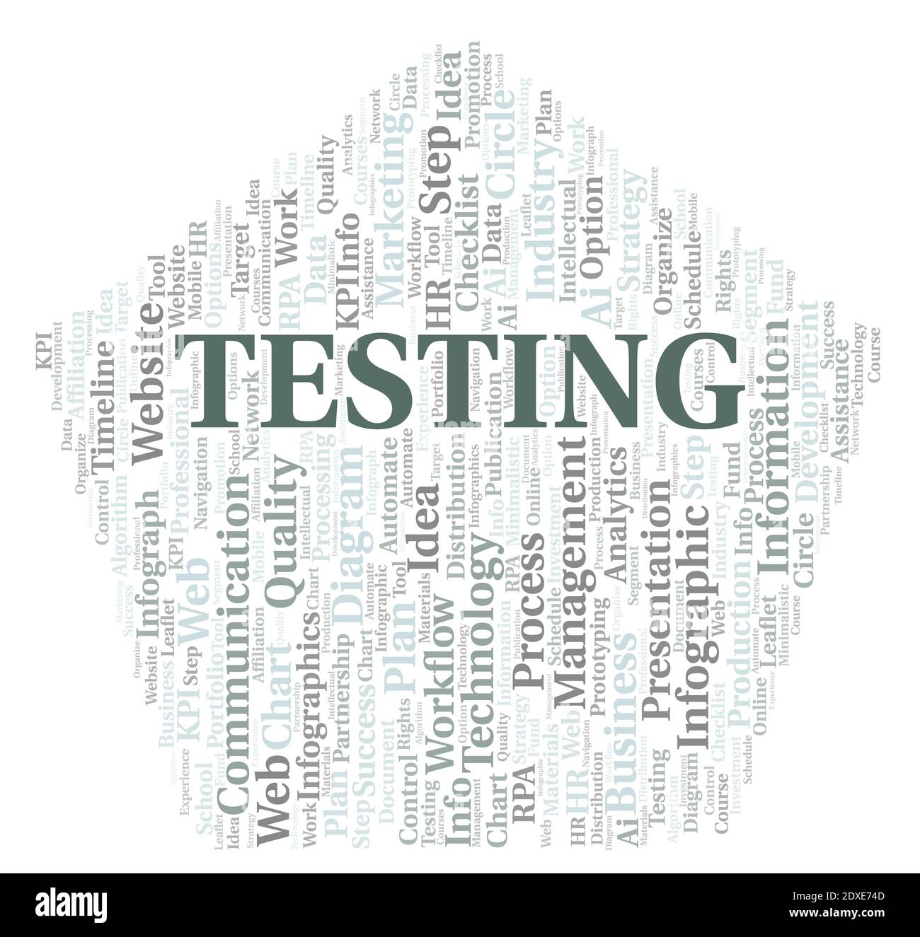Testing typography word cloud create with text only Stock Photo - Alamy