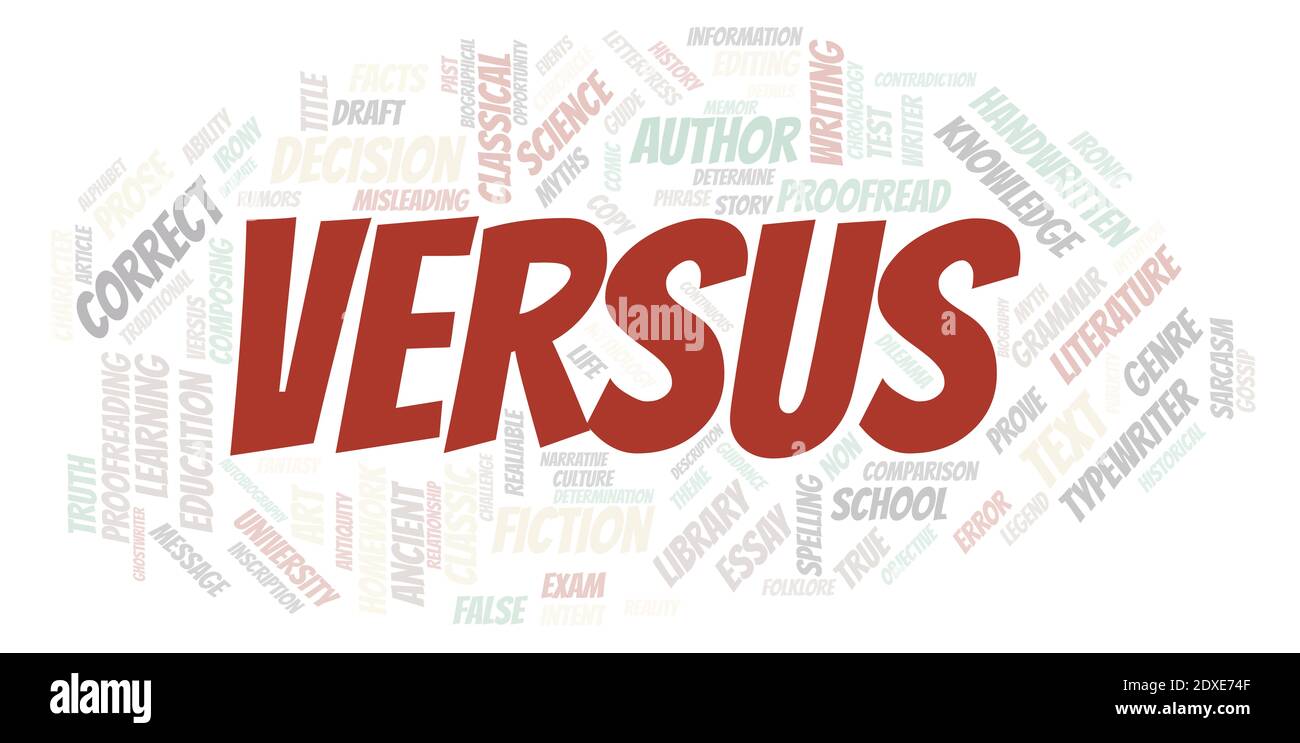 Versus typography word cloud create with text only Stock Photo - Alamy