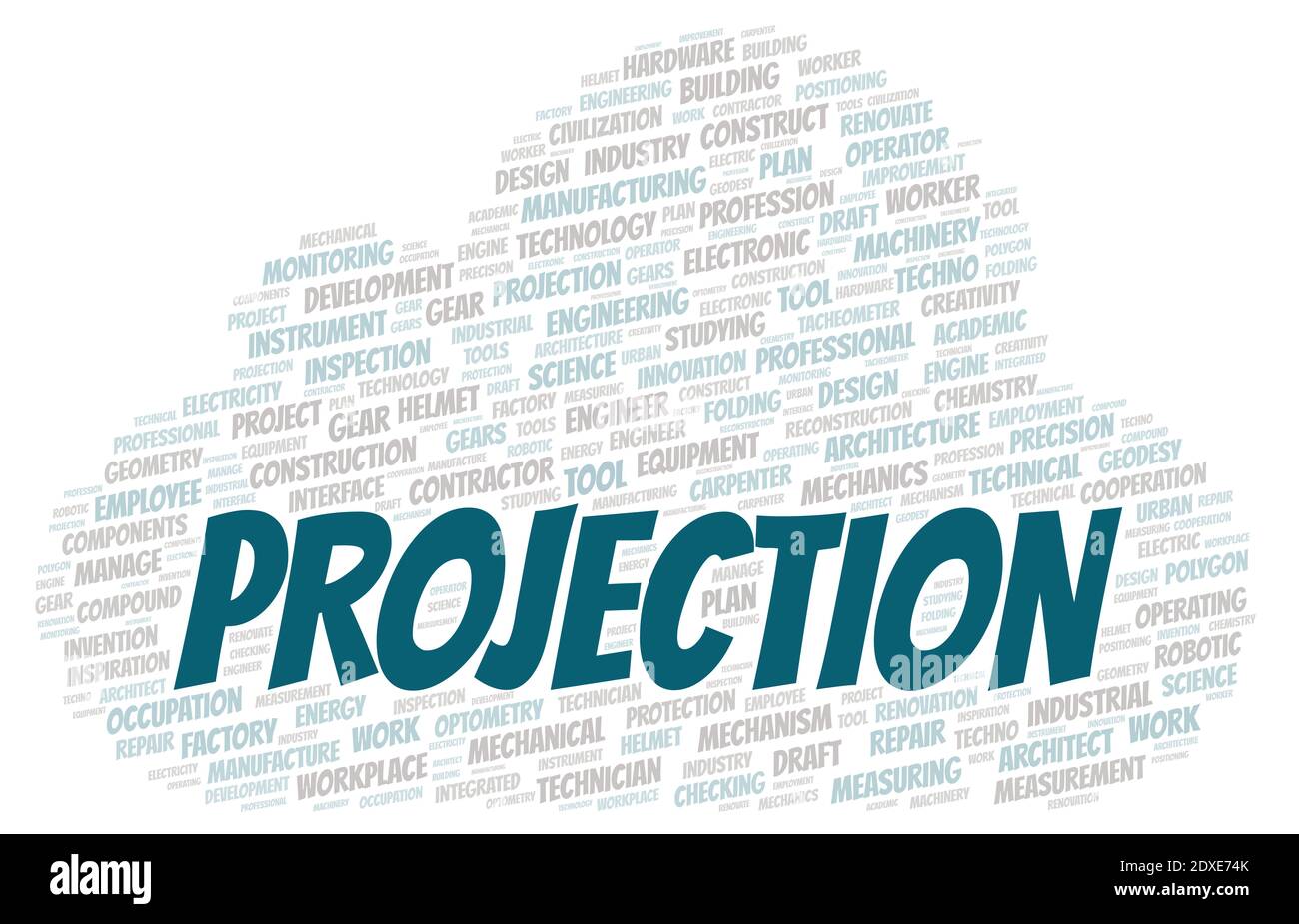 Projection typography word cloud create with text only Stock Photo - Alamy