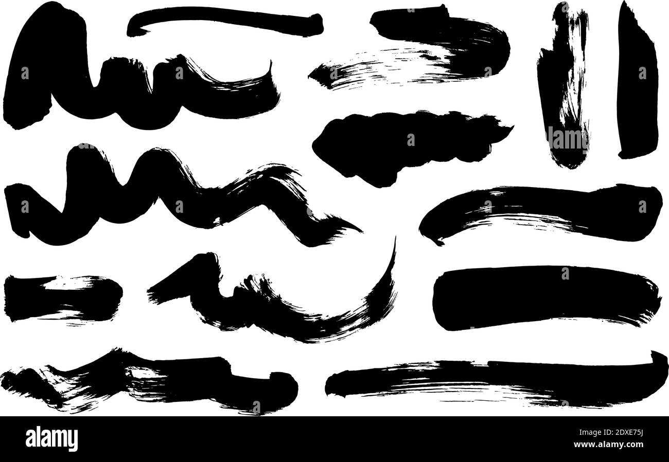 Black paint wavy brush strokes vector collection Stock Vector Image ...