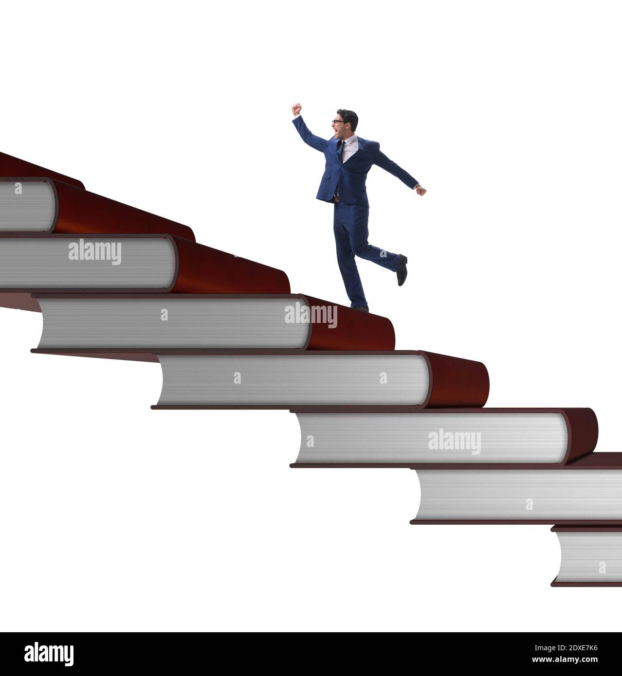 The businessman student climbing the ladder of education books Stock ...
