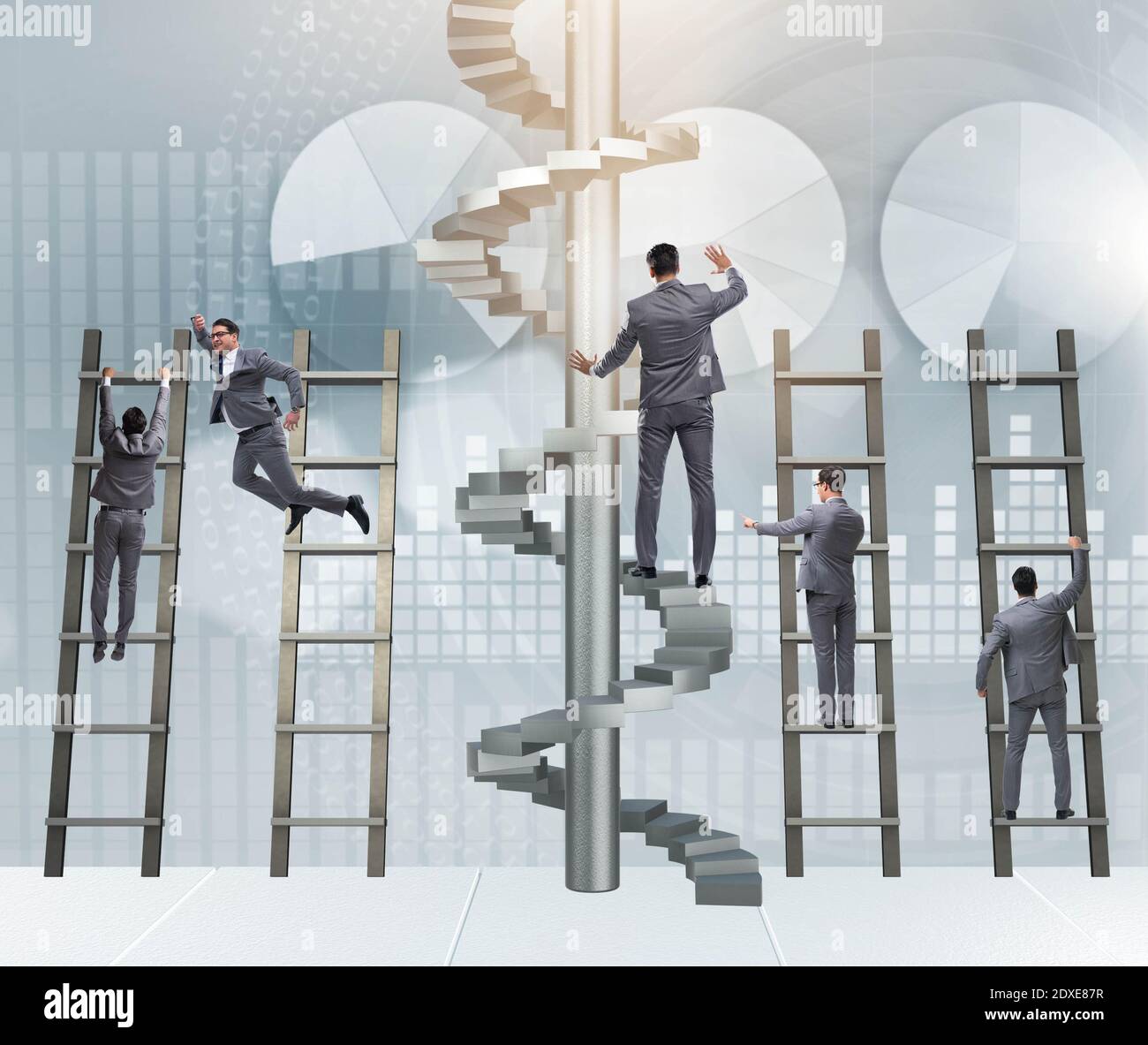 The competition concept with businessman beating competitors Stock ...