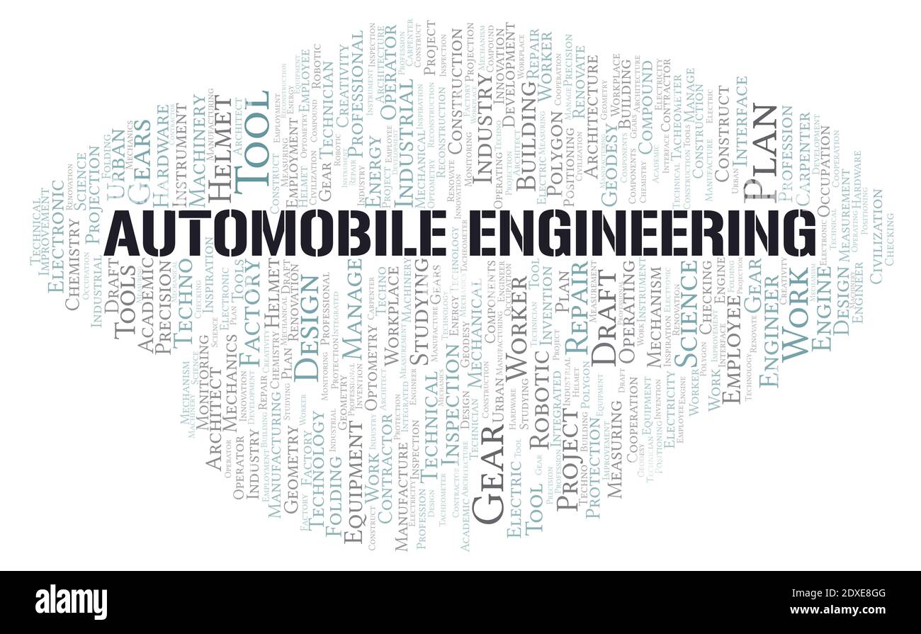 Automobile Engineering typography word cloud create with text only ...