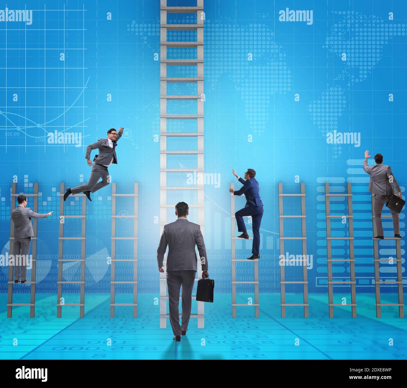 The competition concept with businessman beating competitors Stock ...