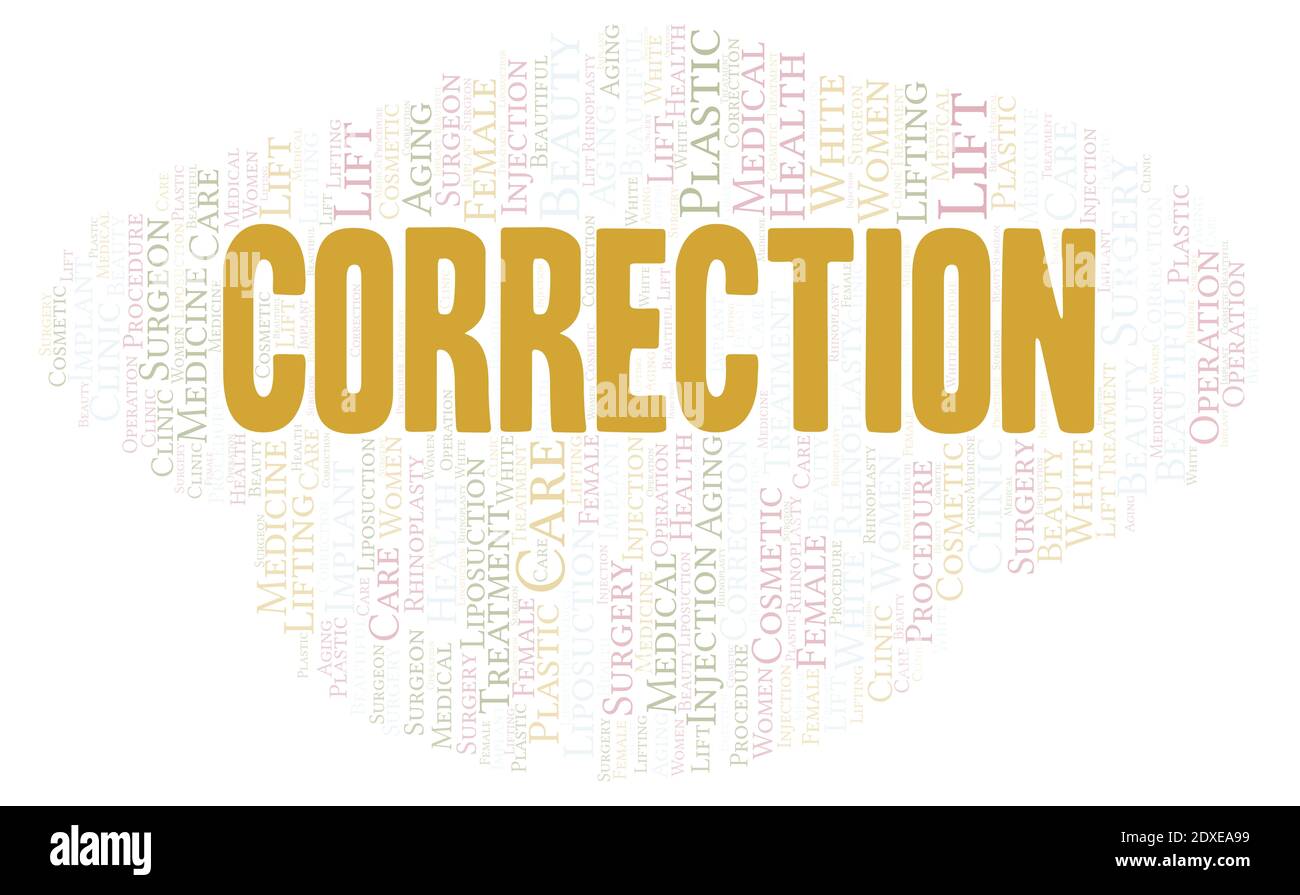 Correction typography word cloud create with text only Stock Photo - Alamy