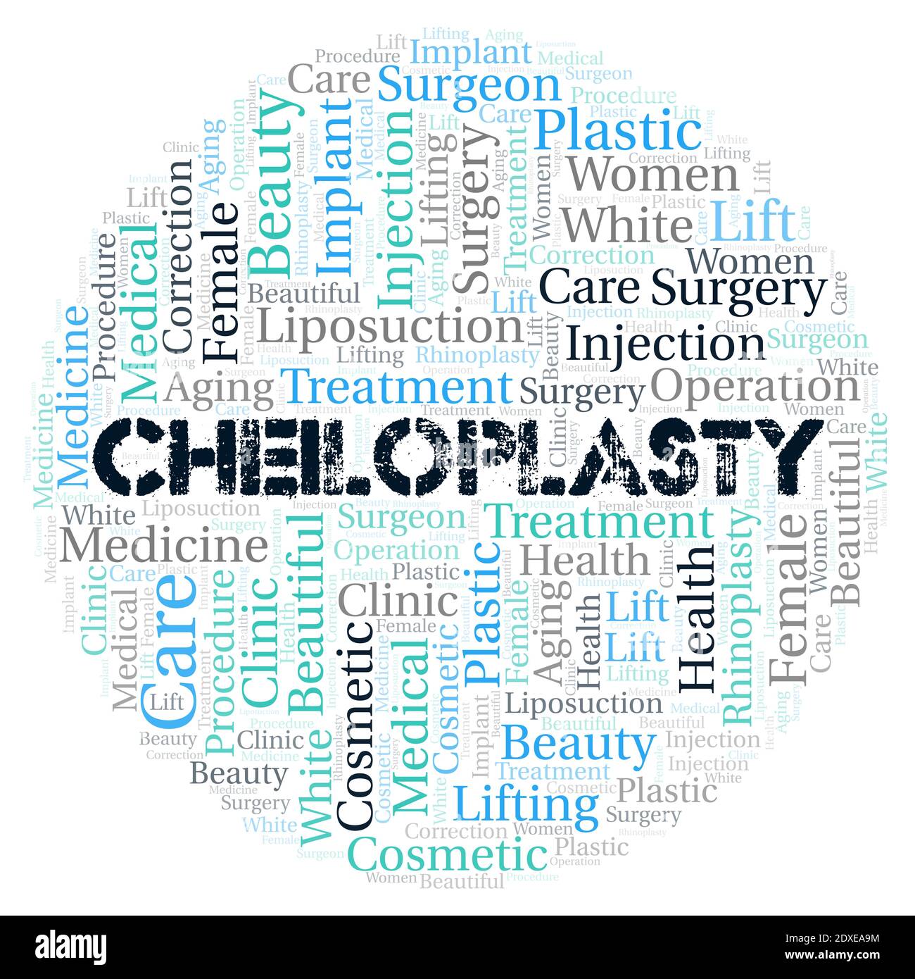 Cheiloplasty typography word cloud create with text only. Type of ...
