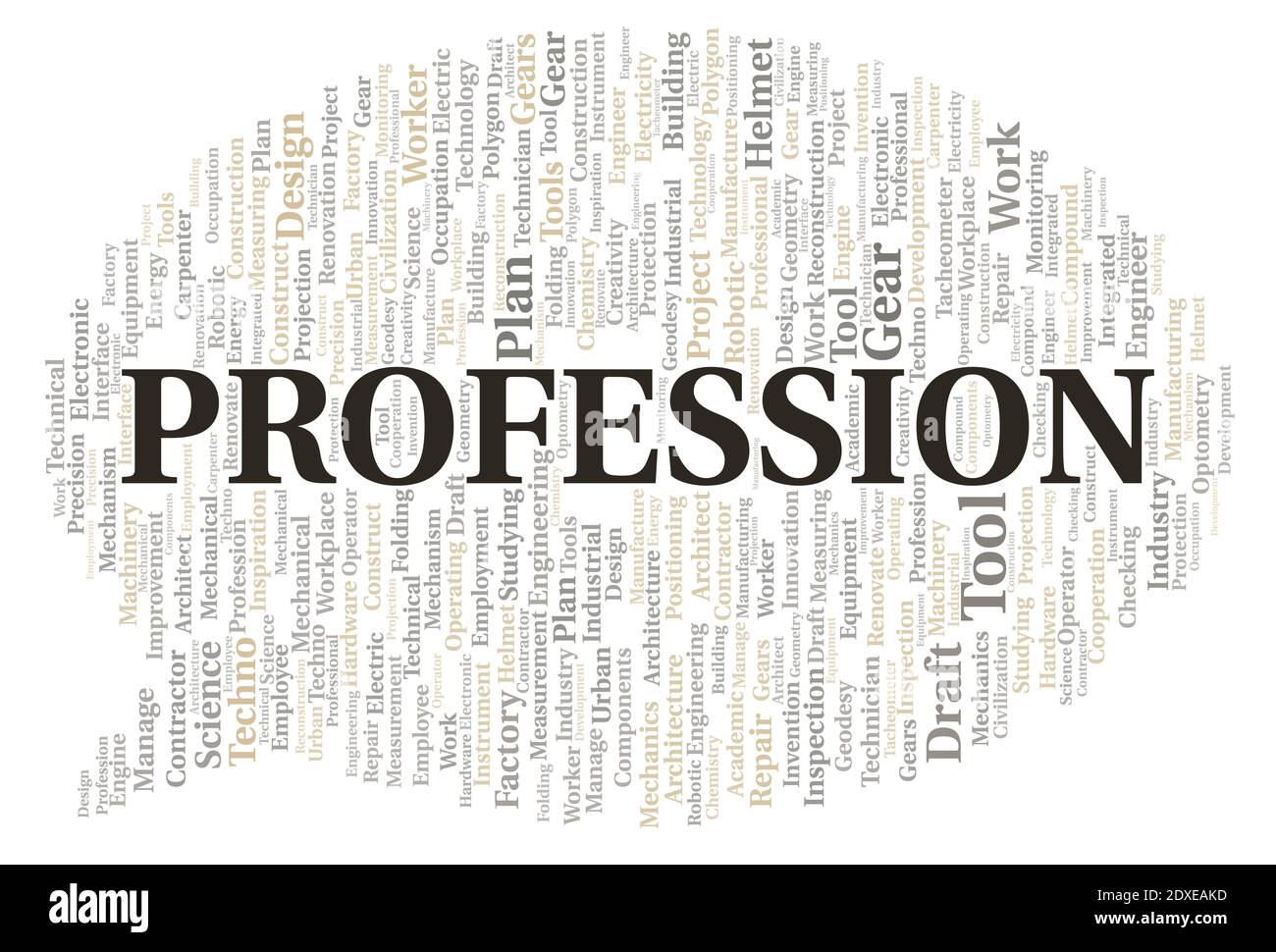 Profession typography word cloud create with text only Stock Photo - Alamy