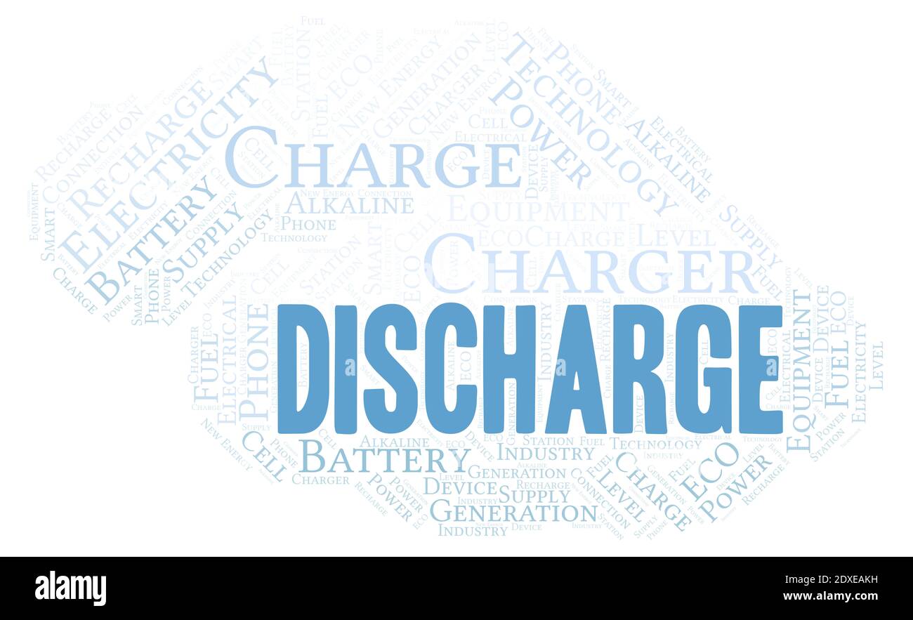 Discharge typography word cloud create with text only Stock Photo - Alamy