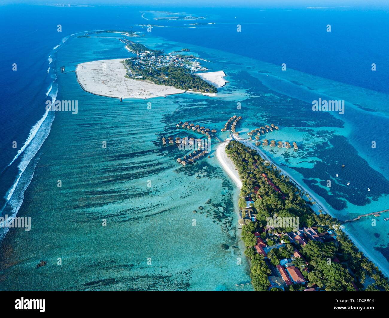 Maldives, Kaafu Atoll, Aerial view of Huraa island Stock Photo - Alamy