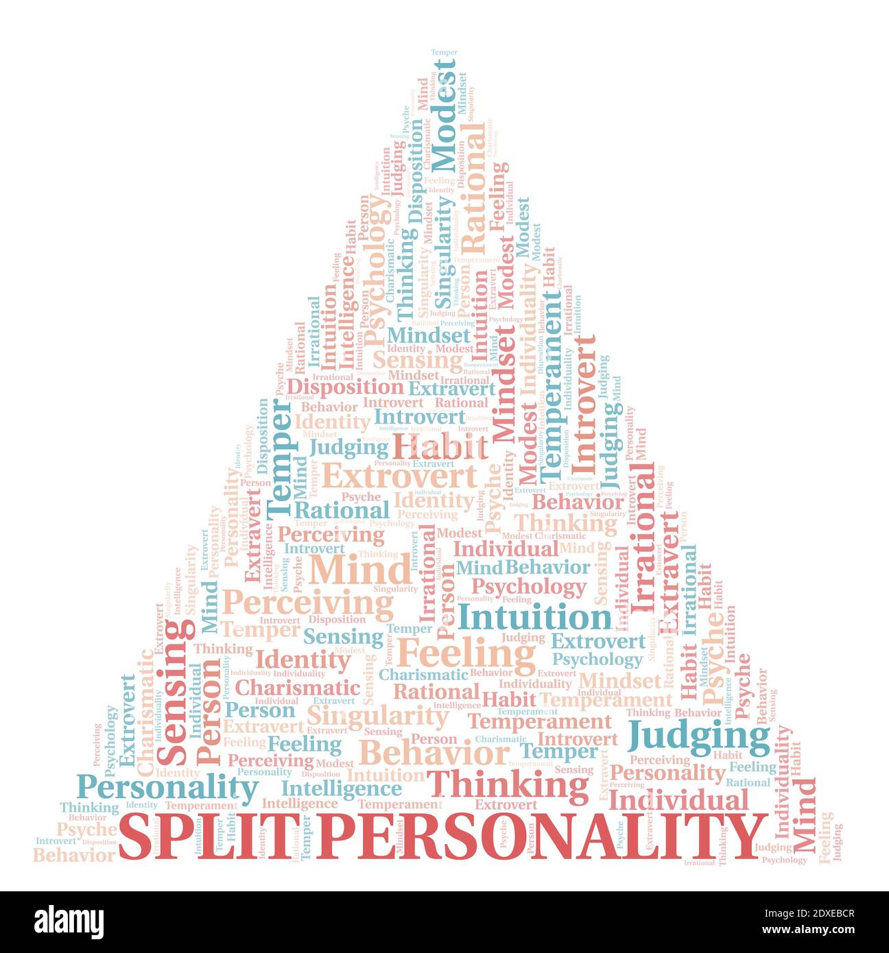 Split Personality typography word cloud create with text only Stock ...
