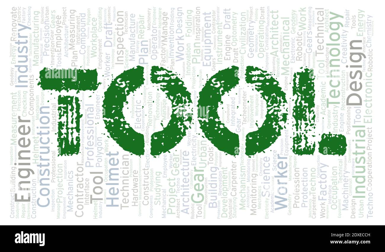 Tool typography word cloud create with text only Stock Photo - Alamy