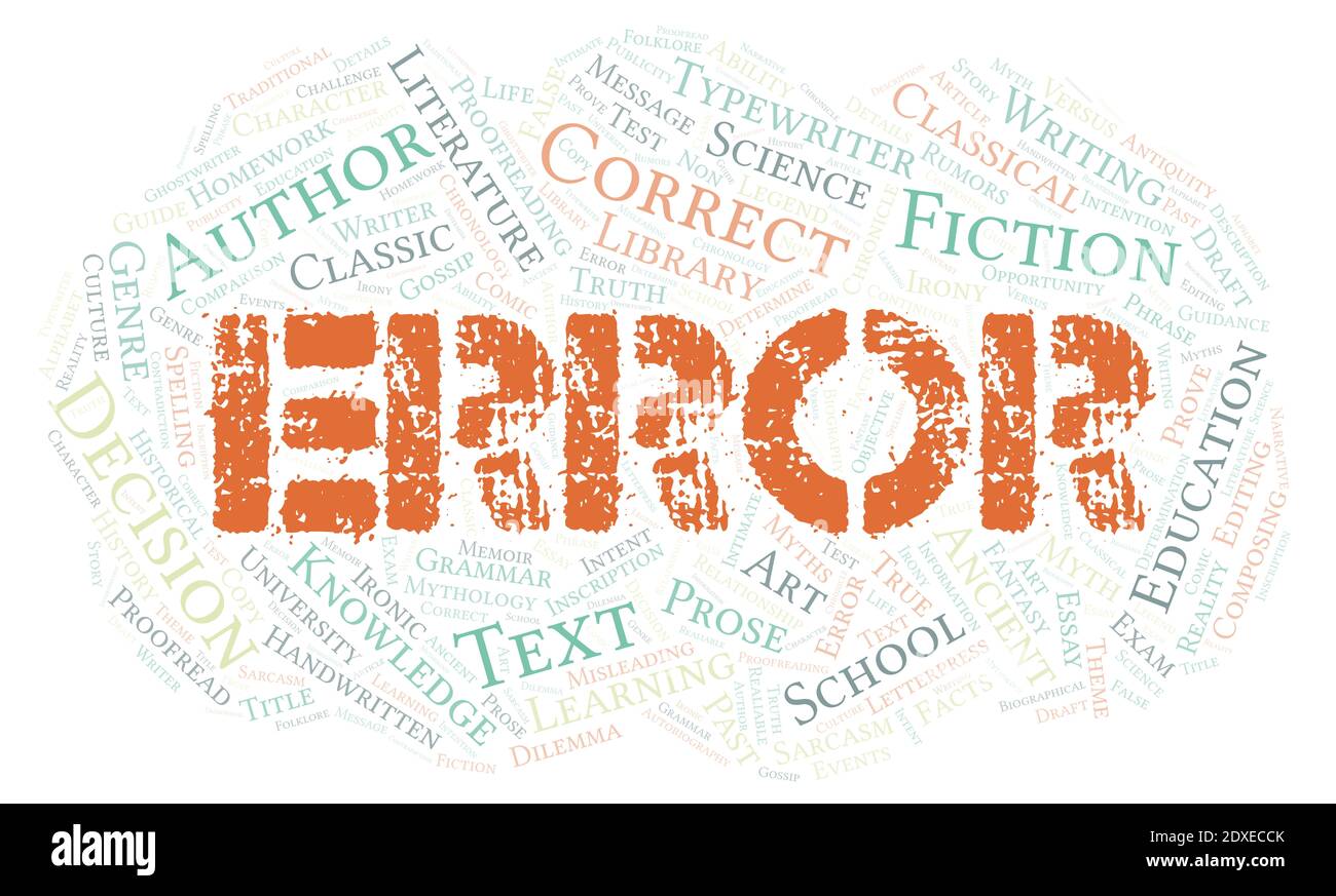 Error typography word cloud create with text only Stock Photo - Alamy