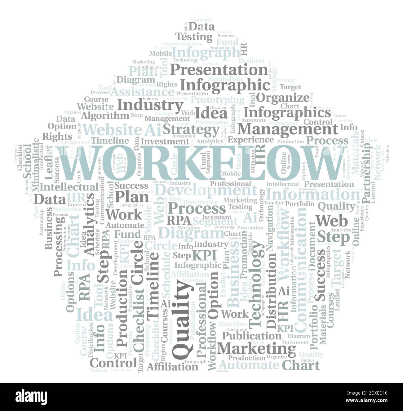 Workflow typography word cloud create with text only Stock Photo - Alamy