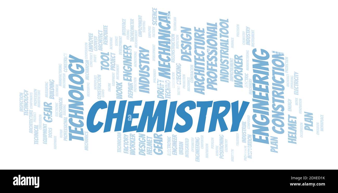 Chemistry typography word cloud create with text only Stock Photo - Alamy