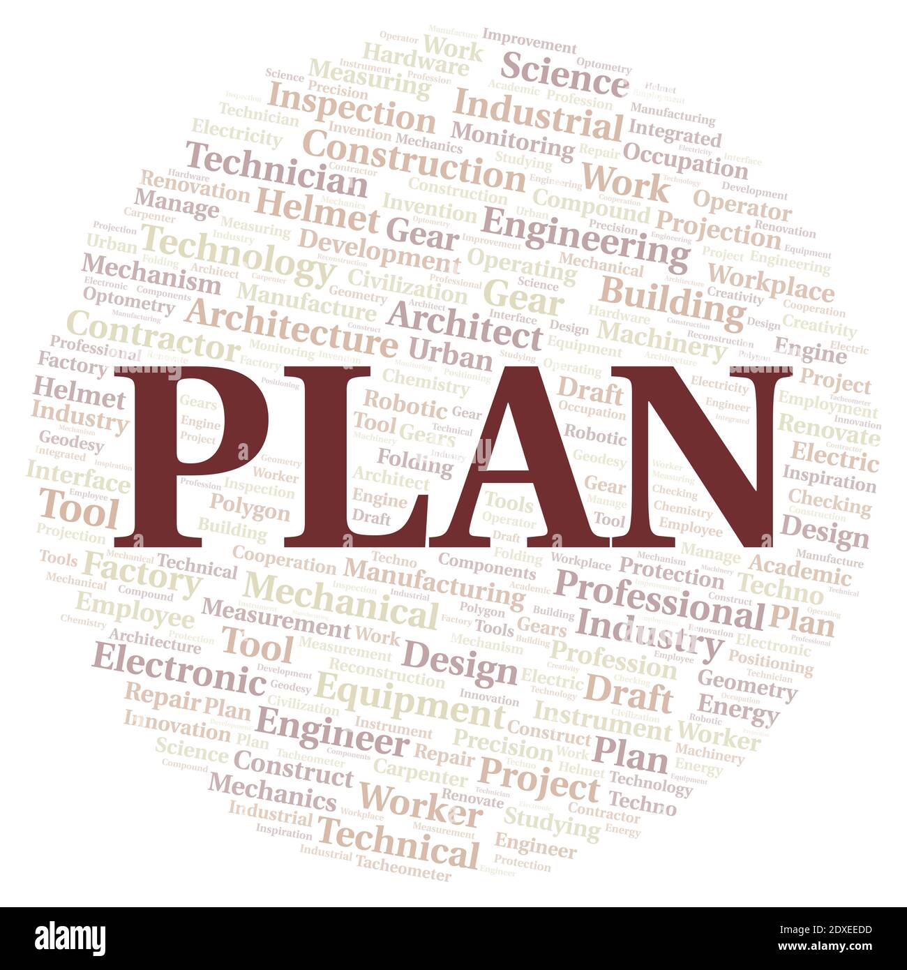 Plan typography word cloud create with text only Stock Photo - Alamy