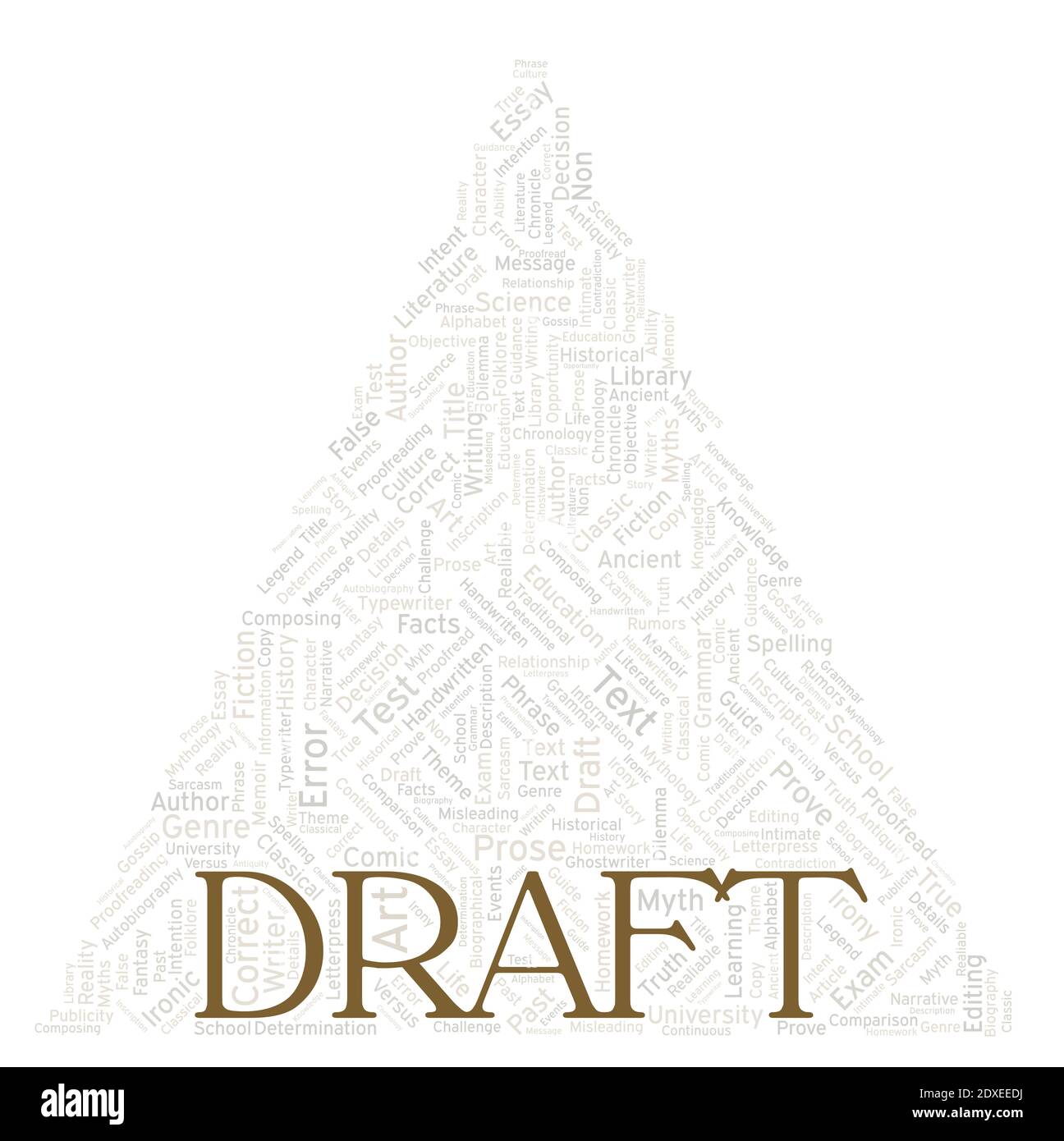 Draft typography word cloud create with text only Stock Photo - Alamy
