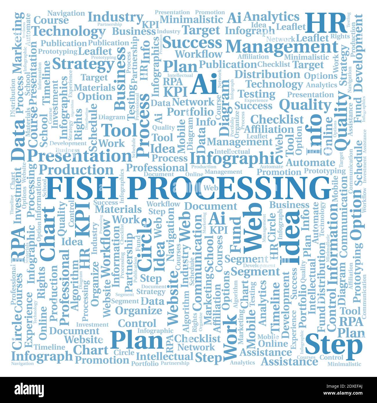Fish Processing typography word cloud create with text only Stock Photo ...