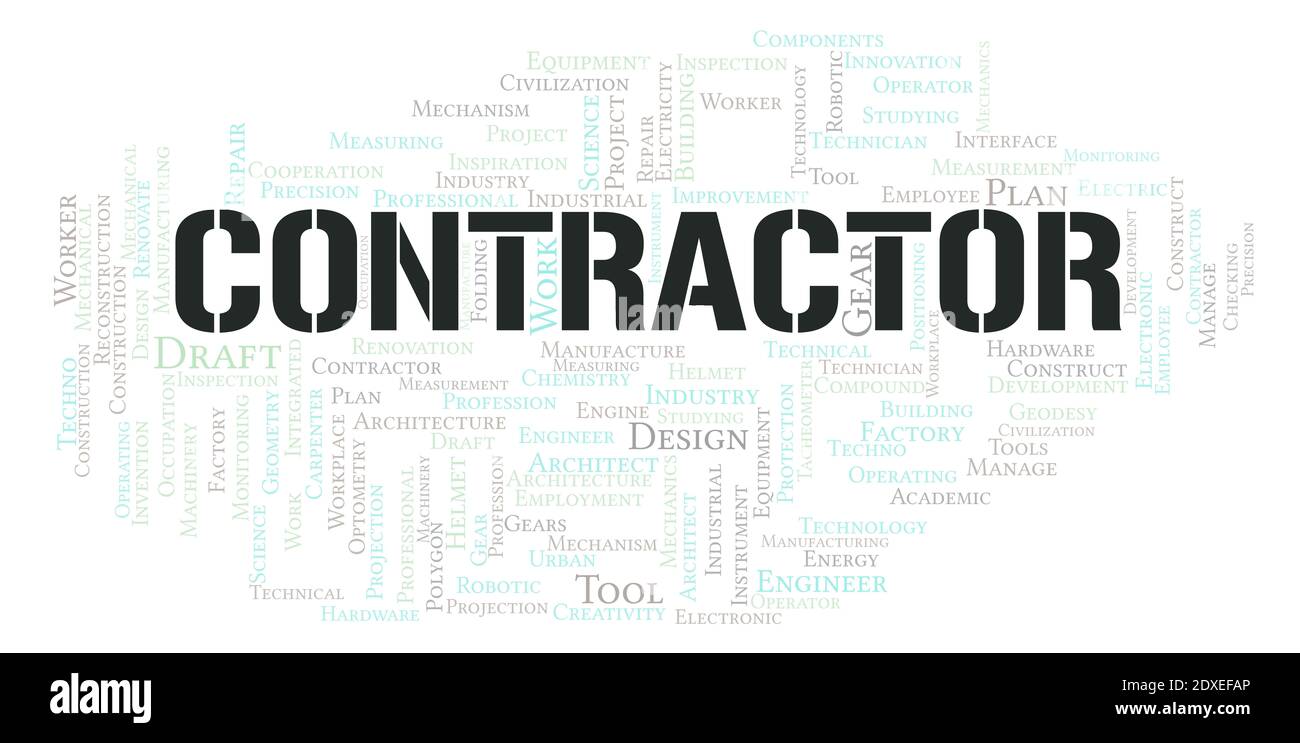 Contractor typography word cloud create with text only Stock Photo - Alamy