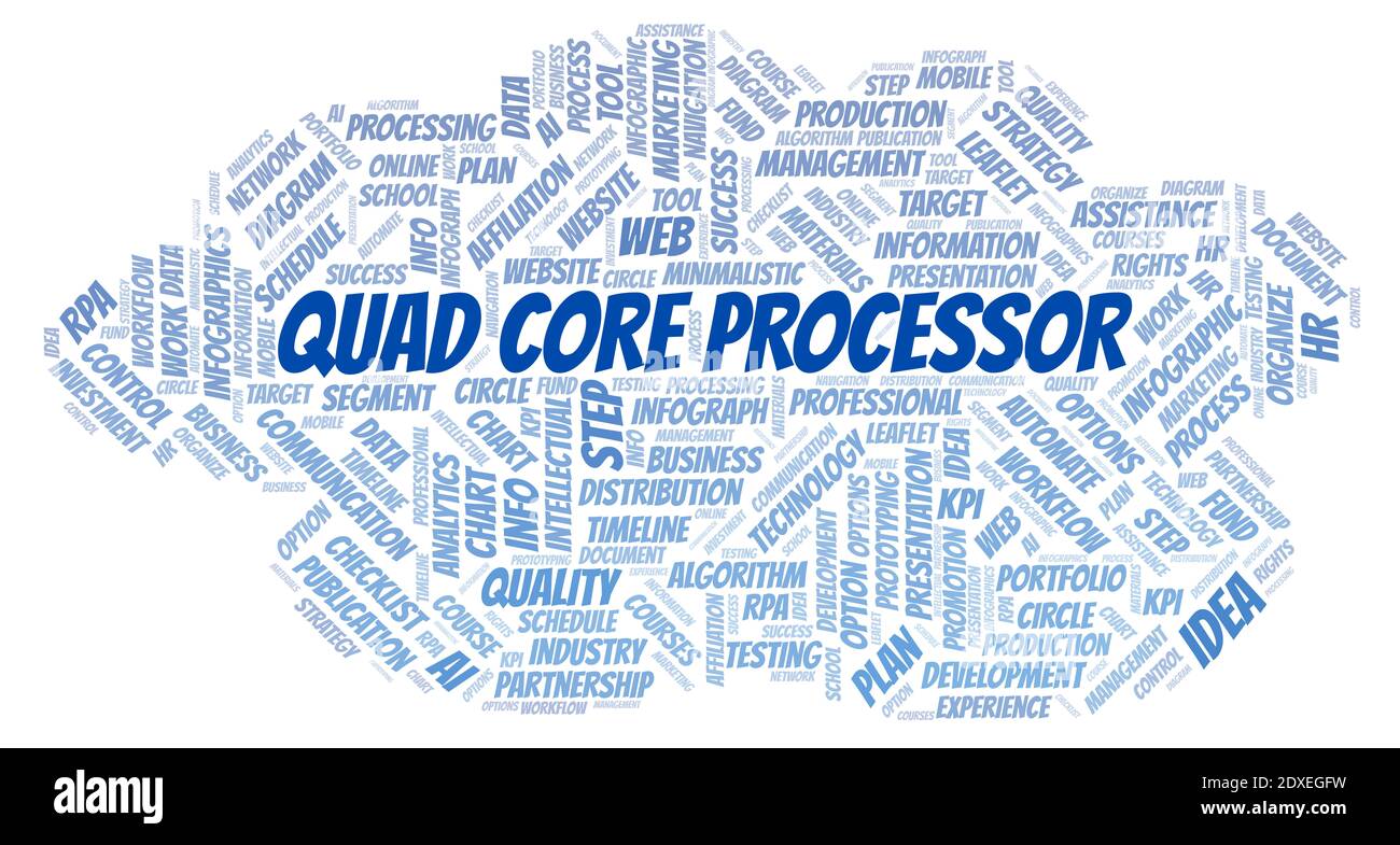 Quad Core Processor typography word cloud create with text only Stock ...