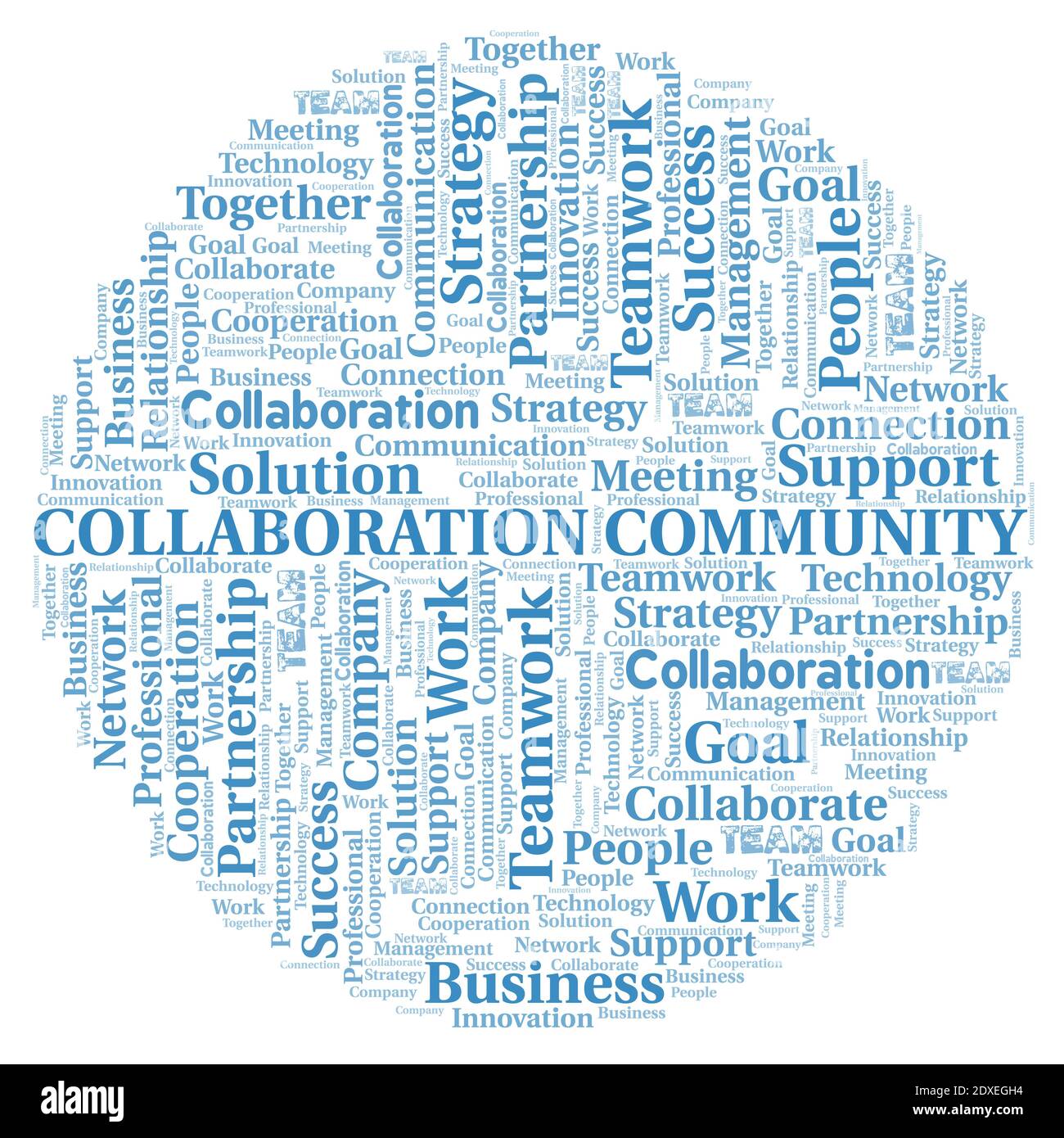 Collaboration Community typography word cloud create with text only ...