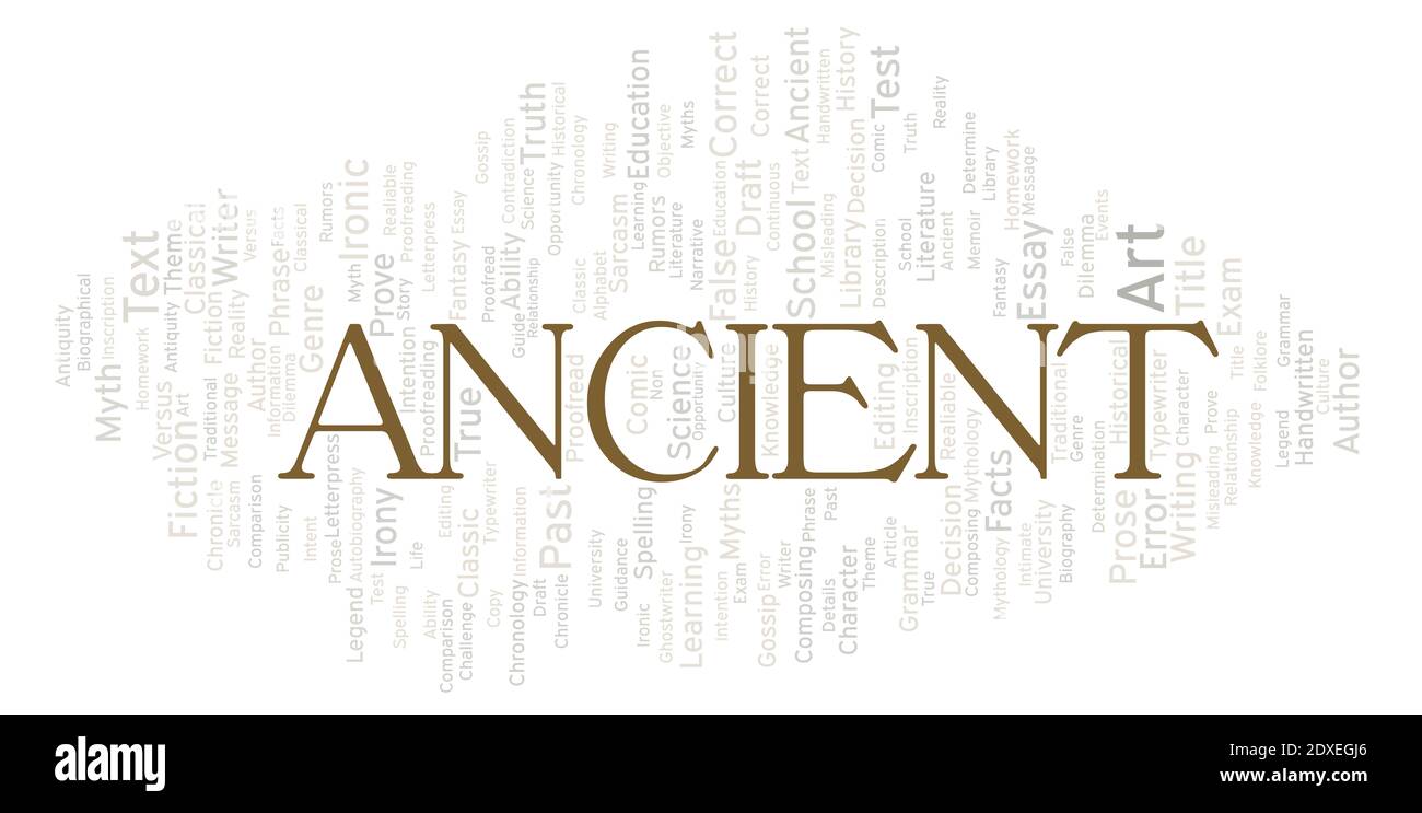 Ancient typography word cloud create with text only Stock Photo - Alamy