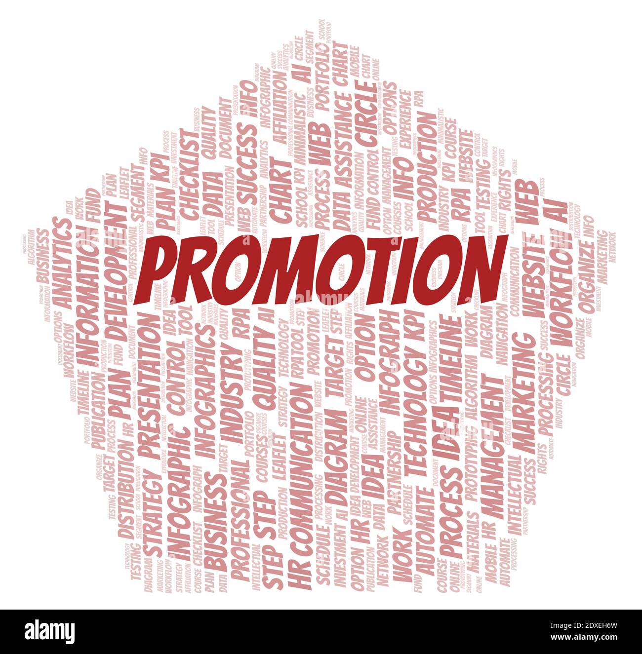 Promotion typography word cloud create with text only Stock Photo - Alamy