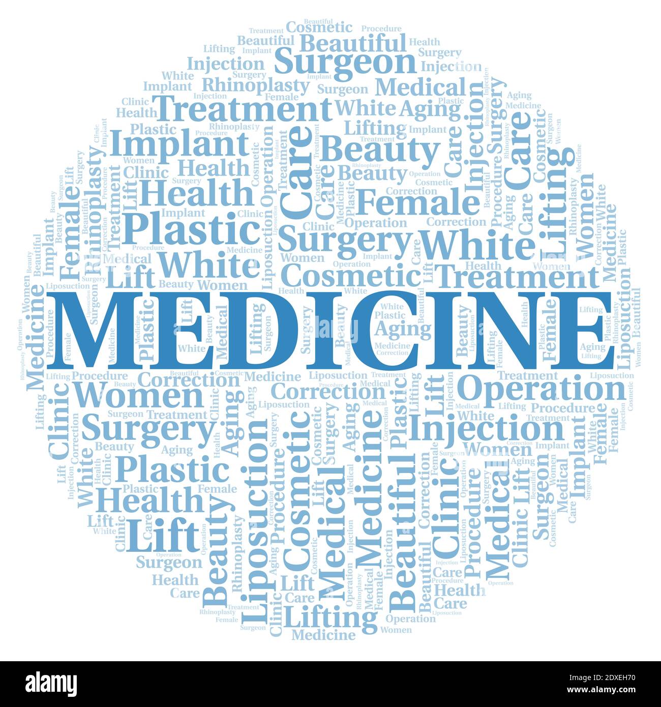 Medicine typography word cloud create with text only Stock Photo - Alamy