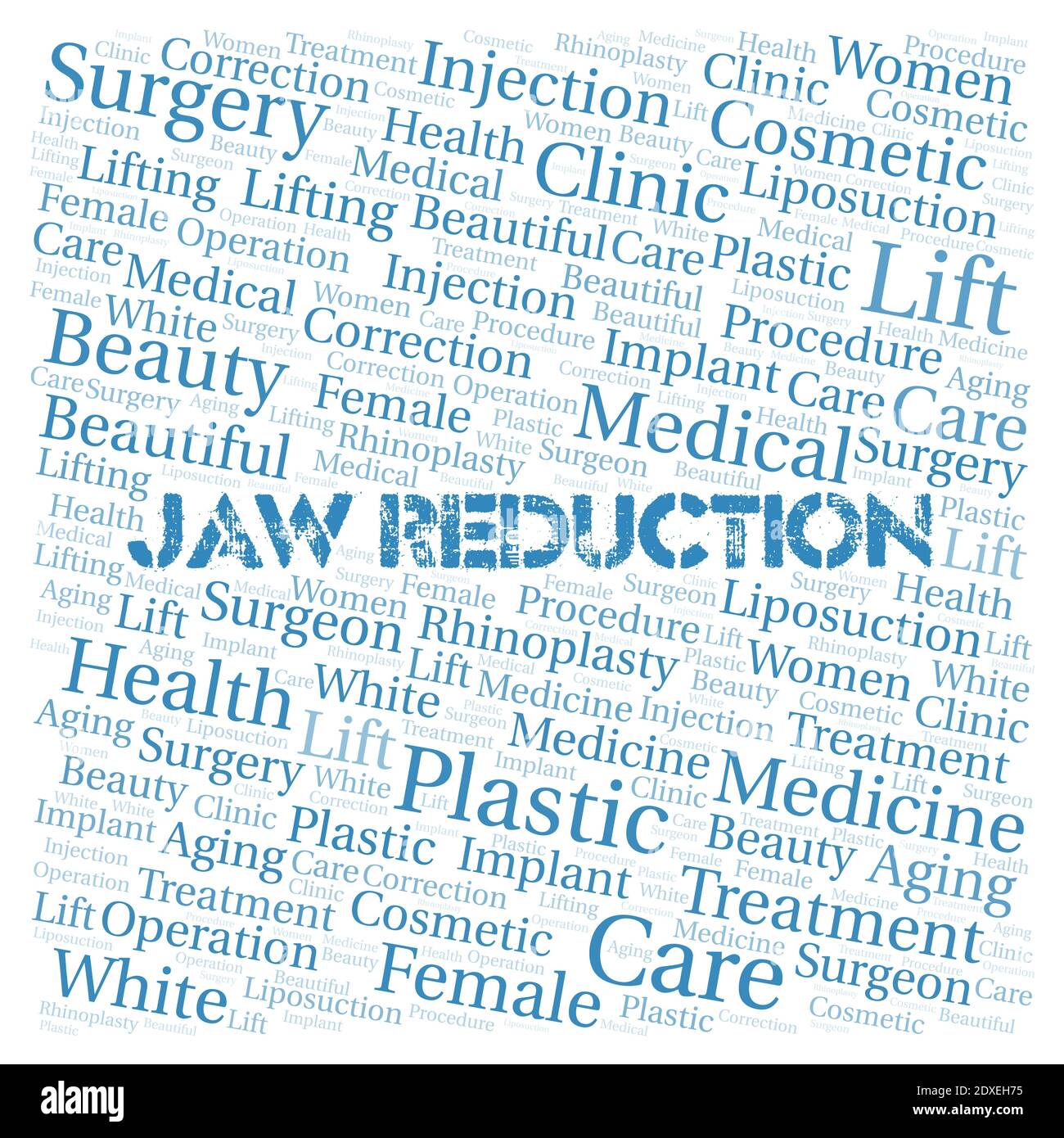 Jaw Reduction typography word cloud create with text only. Type of ...