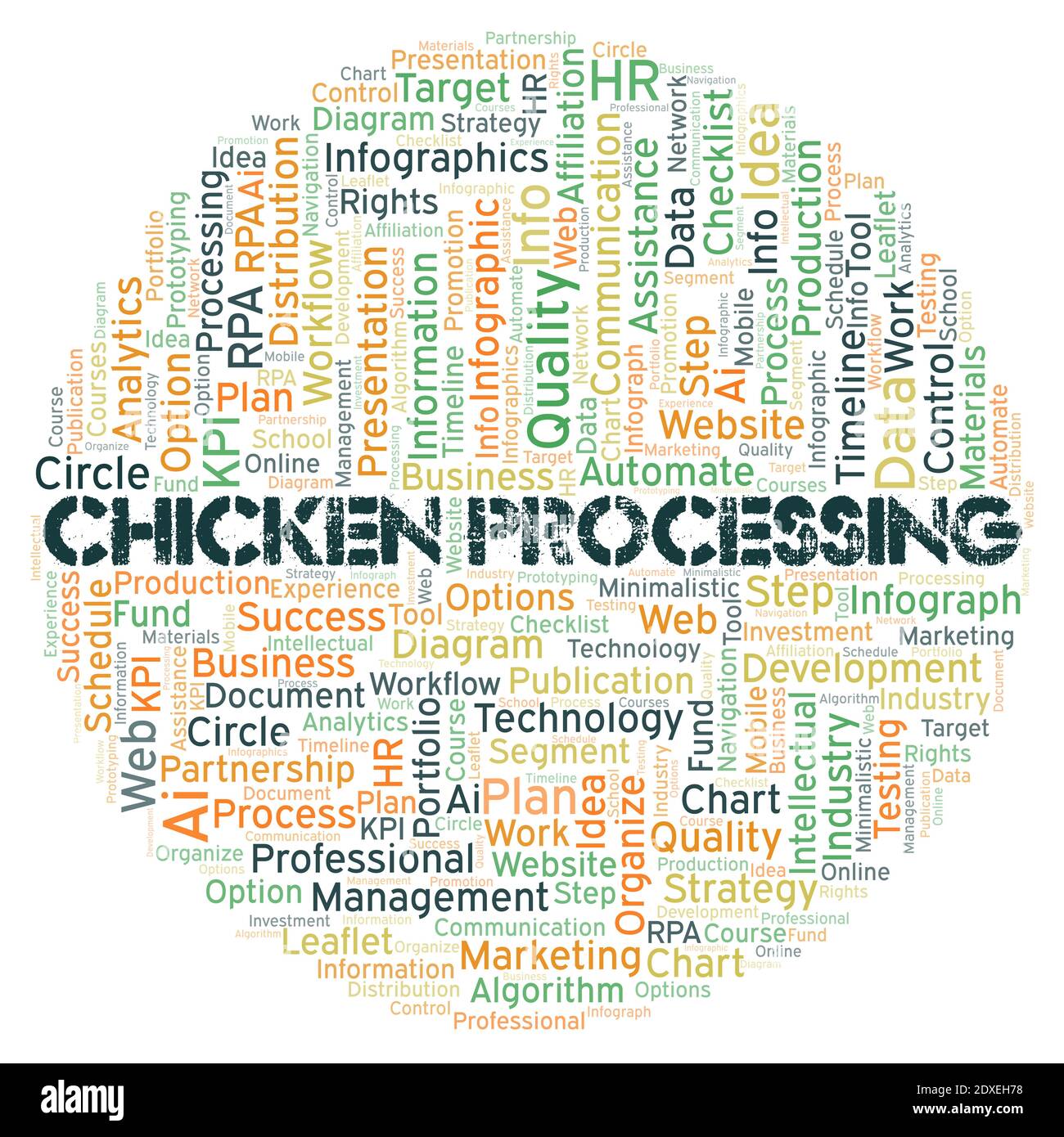 Chicken Processing typography word cloud create with text only Stock ...