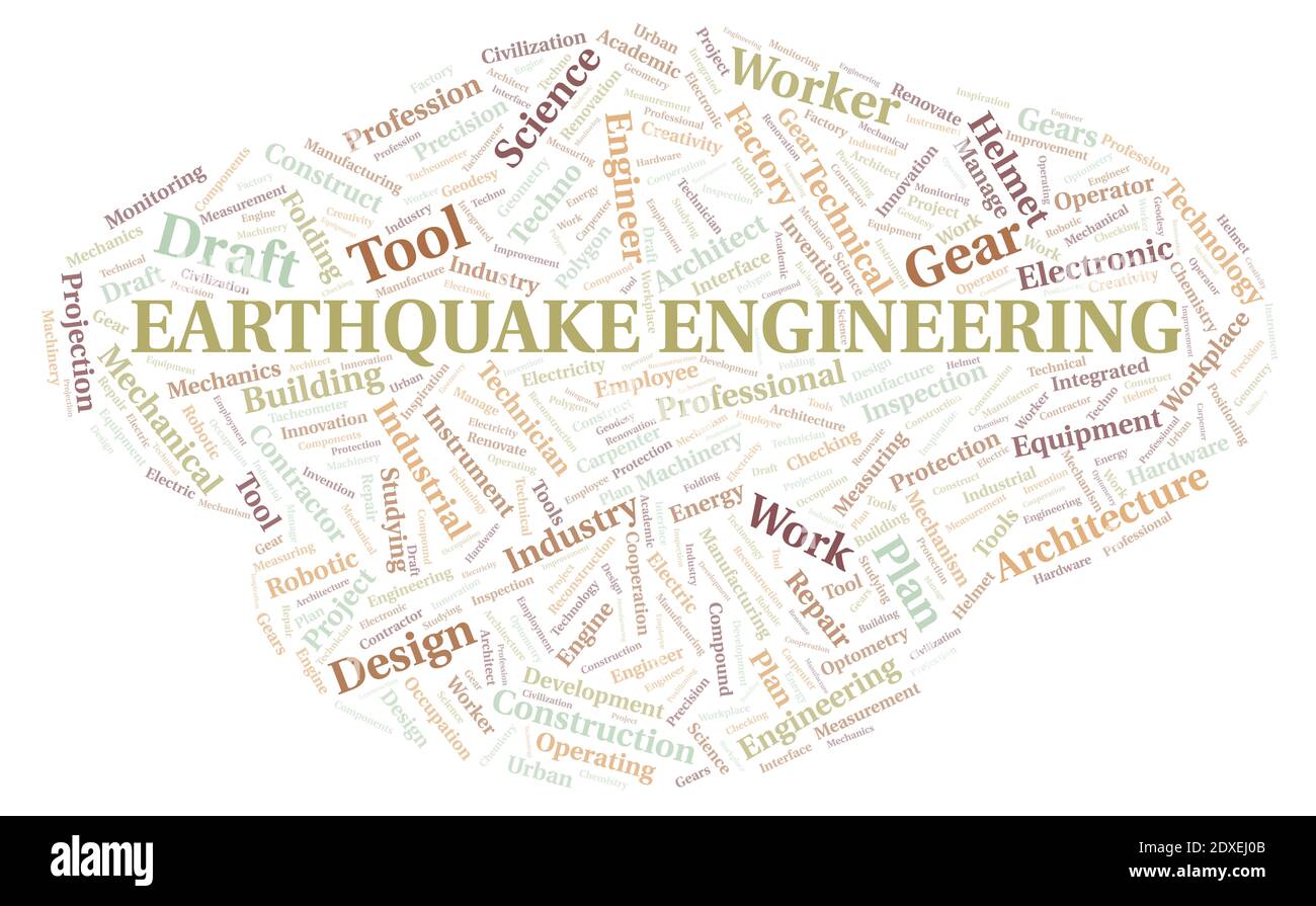 Earthquake Engineering typography word cloud create with text only ...