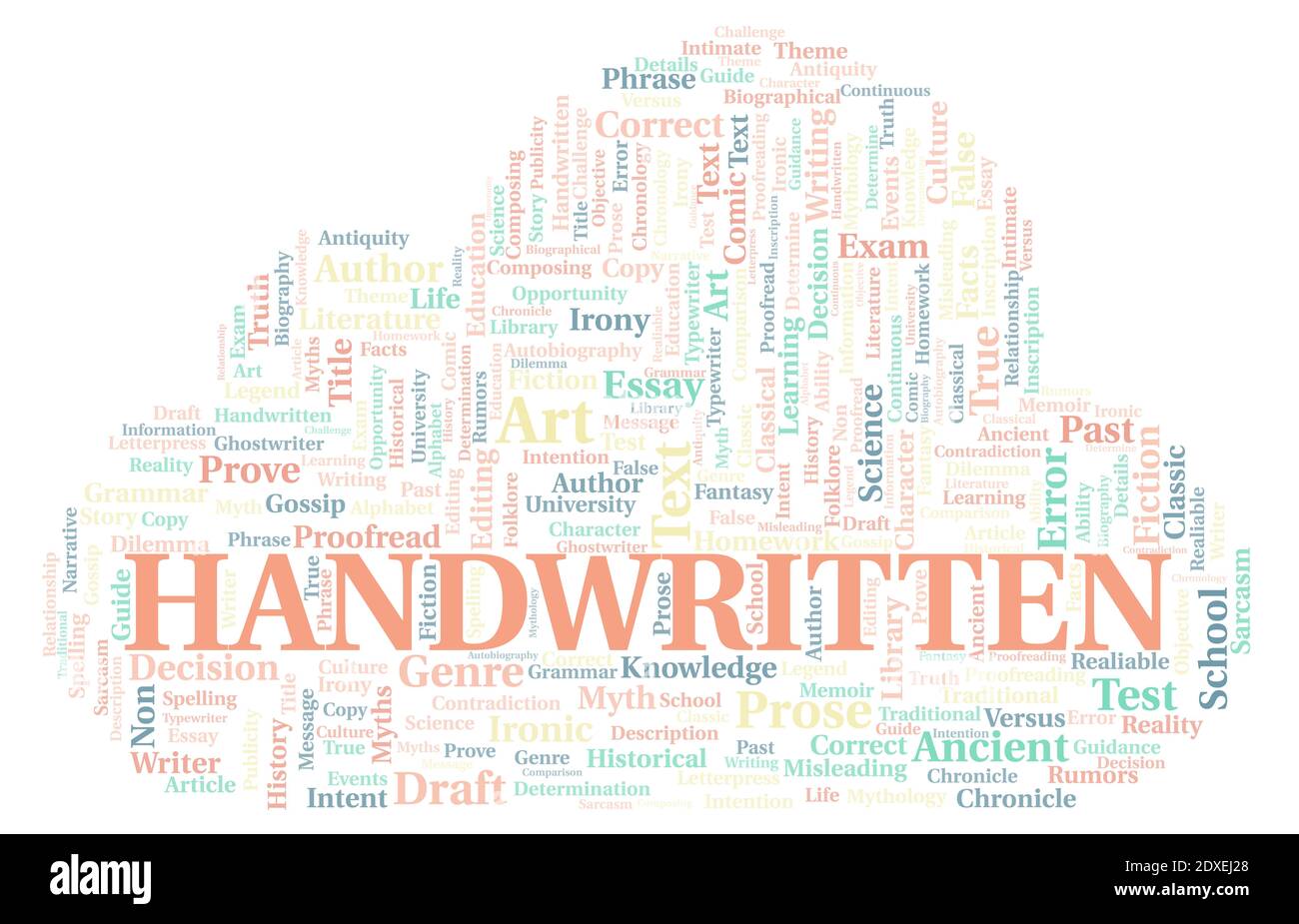 Handwritten typography word cloud create with text only Stock Photo - Alamy