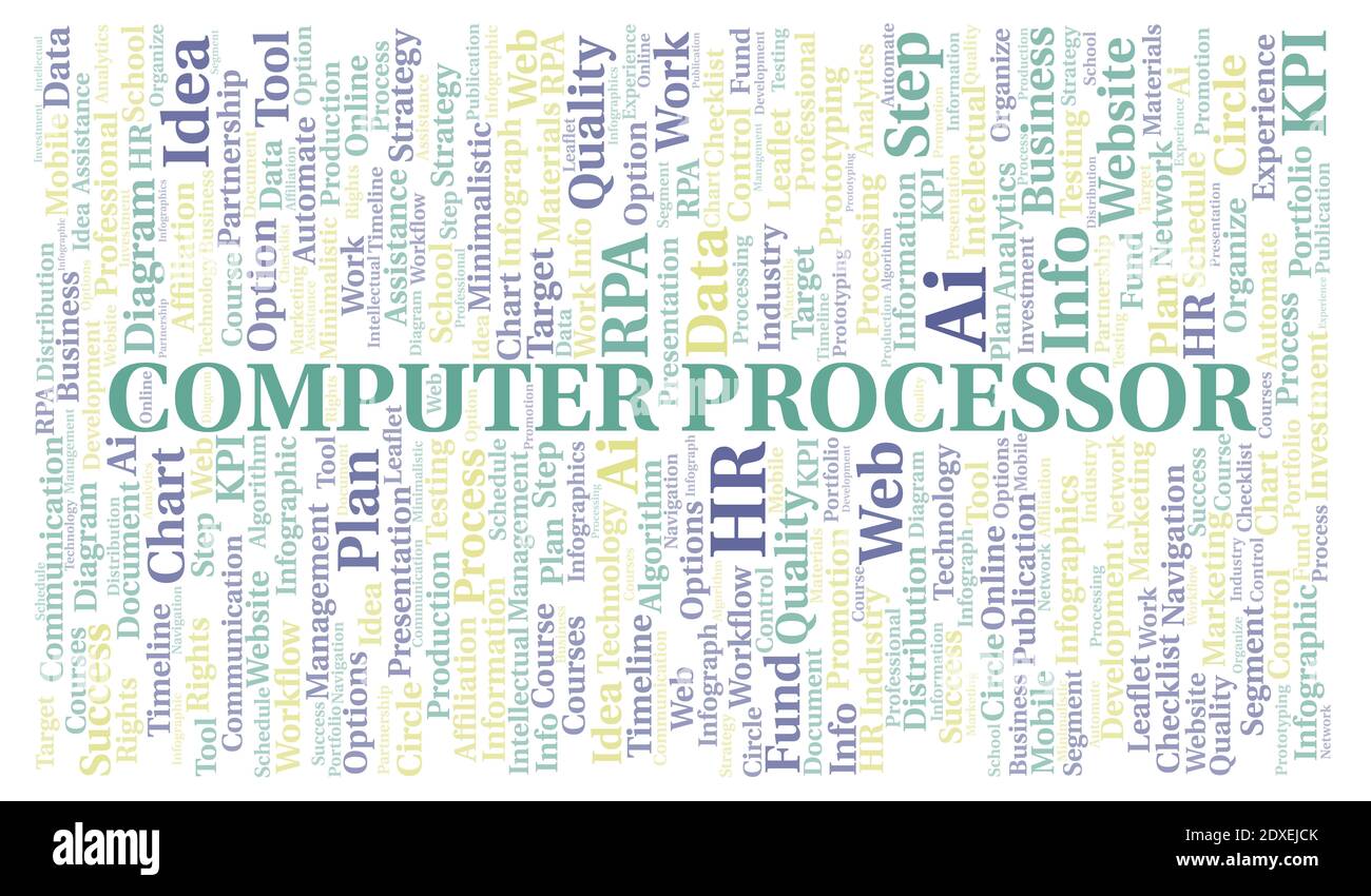 Computer Processor typography word cloud create with text only Stock ...
