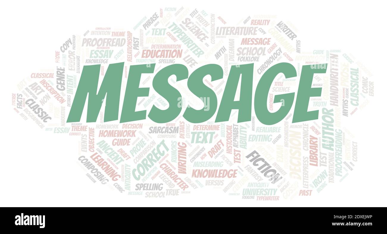 Message typography word cloud create with text only Stock Photo - Alamy