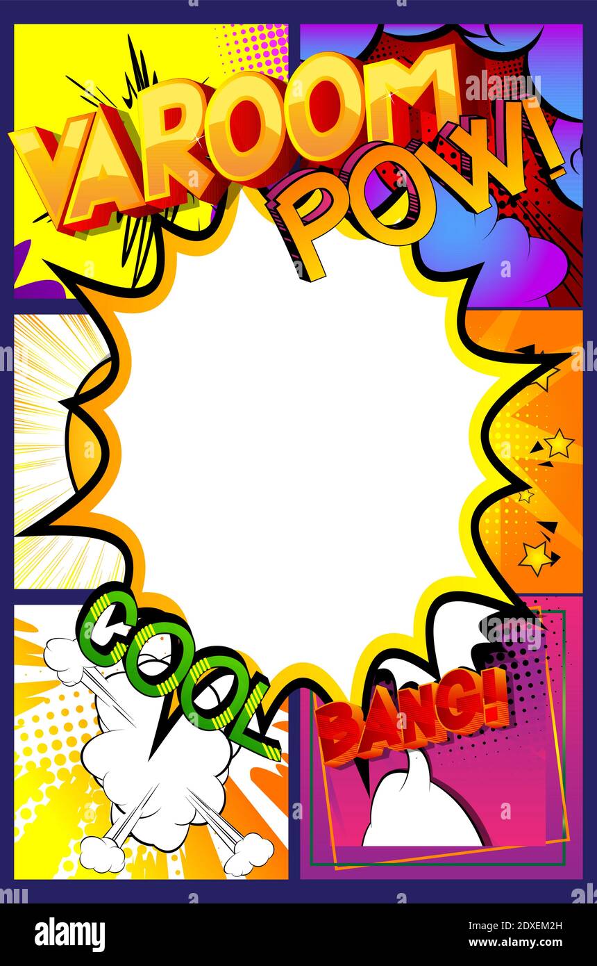 Vector illustrated retro comic pop art background with place for text ...