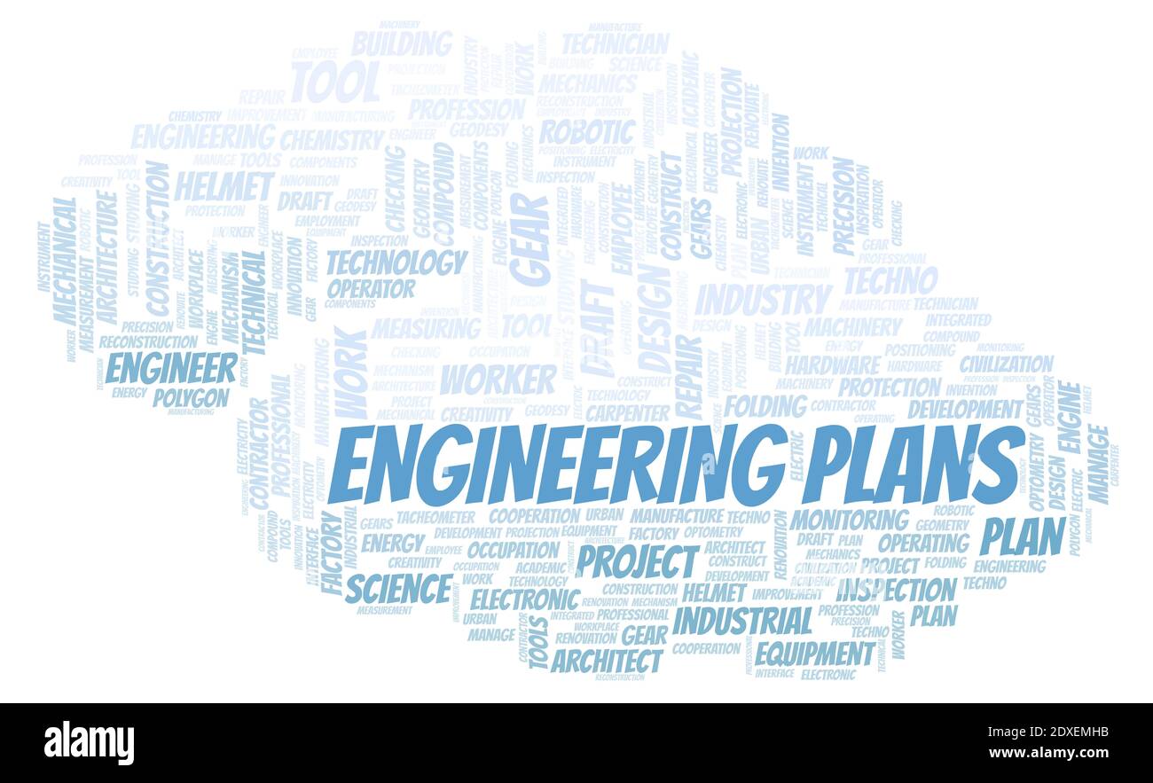 Engineering Plans typography word cloud create with text only Stock ...