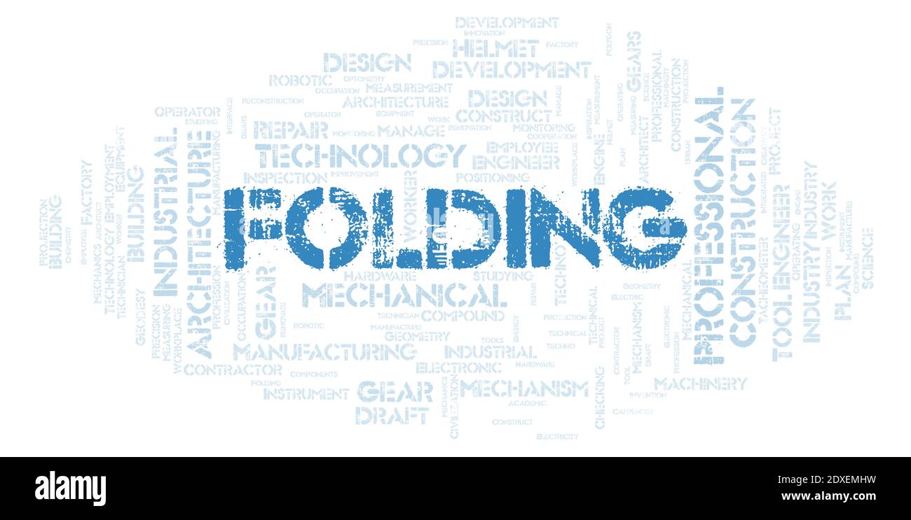 Folding typography word cloud create with text only Stock Photo - Alamy