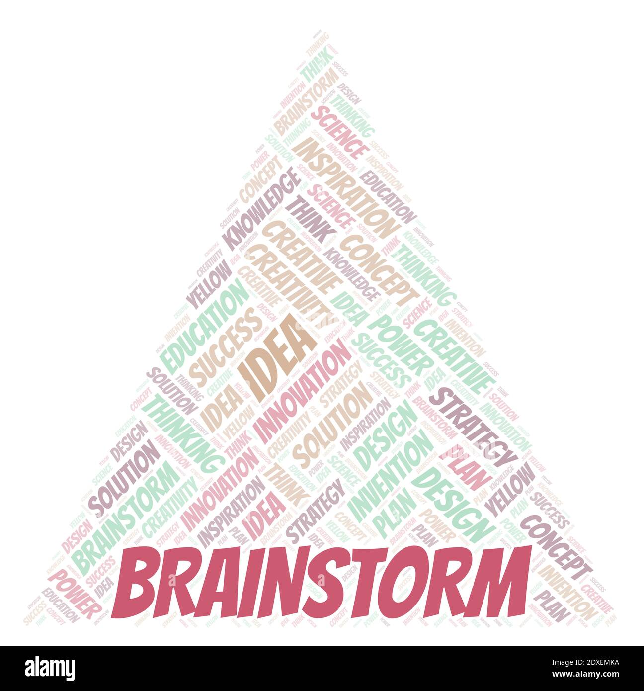 Brainstorm typography word cloud create with text only Stock Photo - Alamy