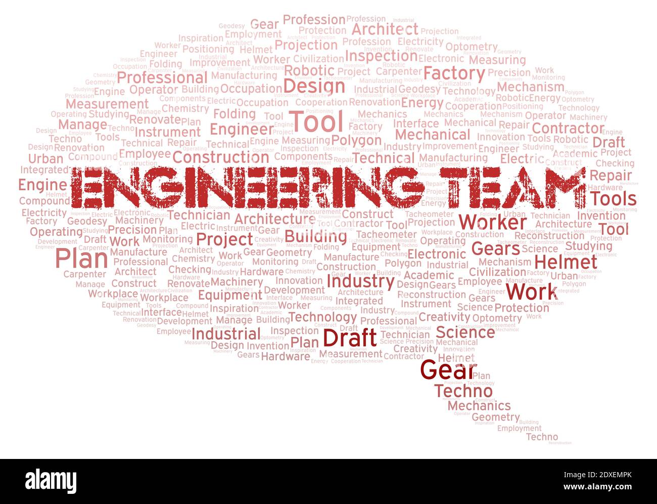 Engineering Team typography word cloud create with text only Stock ...