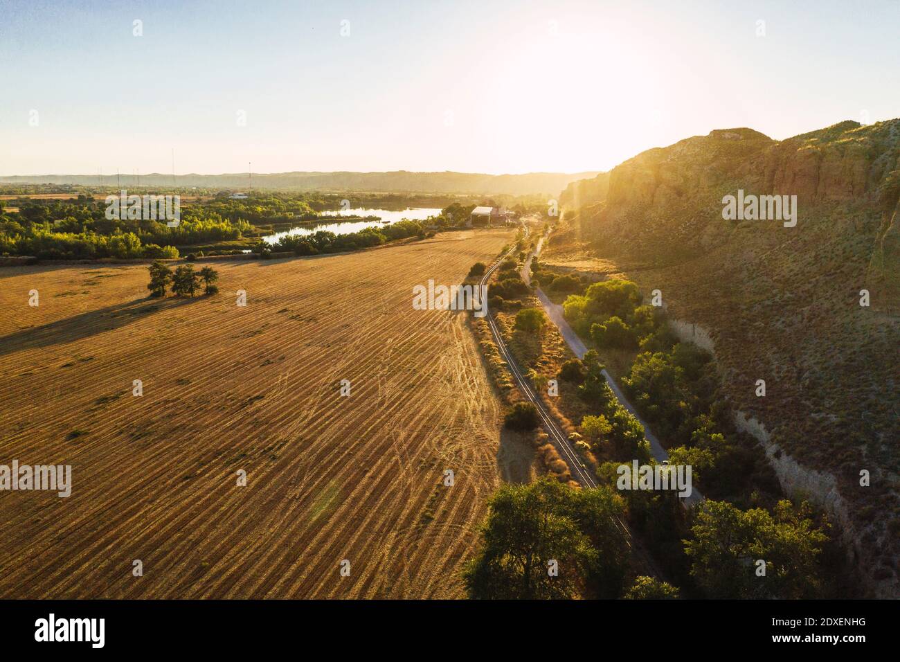Landscape at sunset, aerial view Stock Photo - Alamy